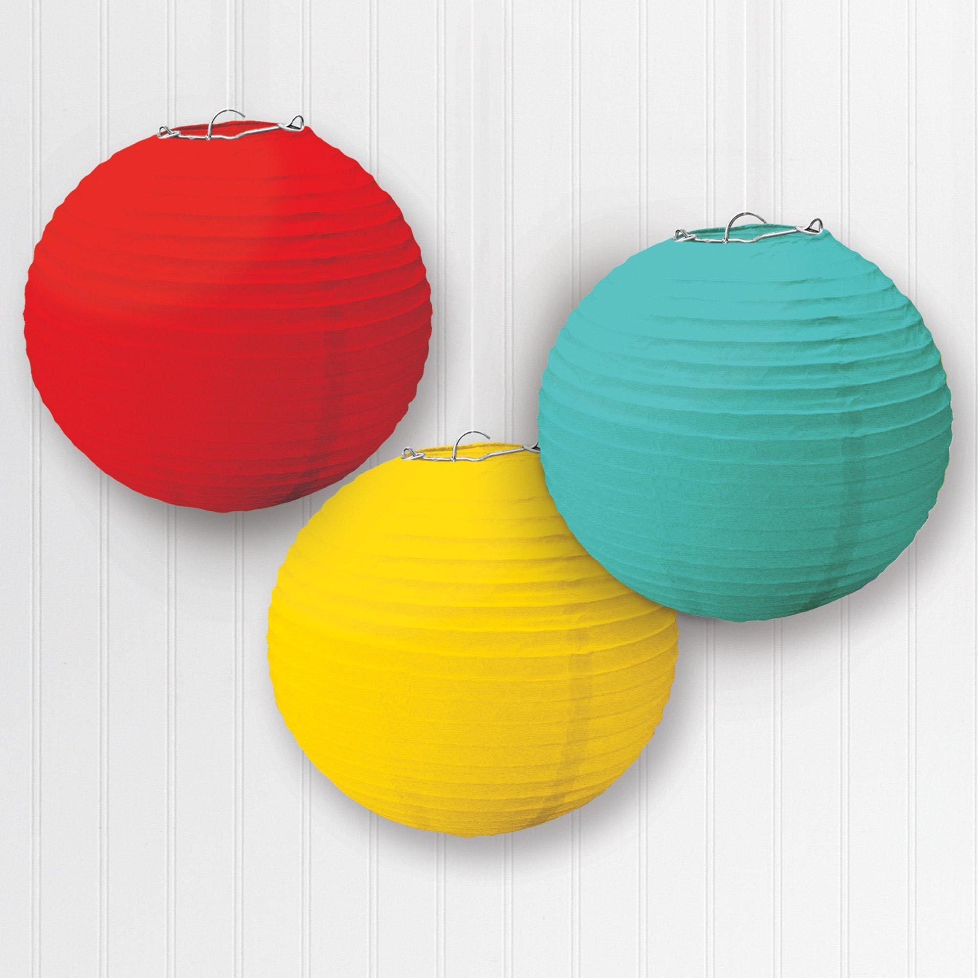 Rainbow Multicolor Paper Lanterns, 9.5in, 3ct | Party City