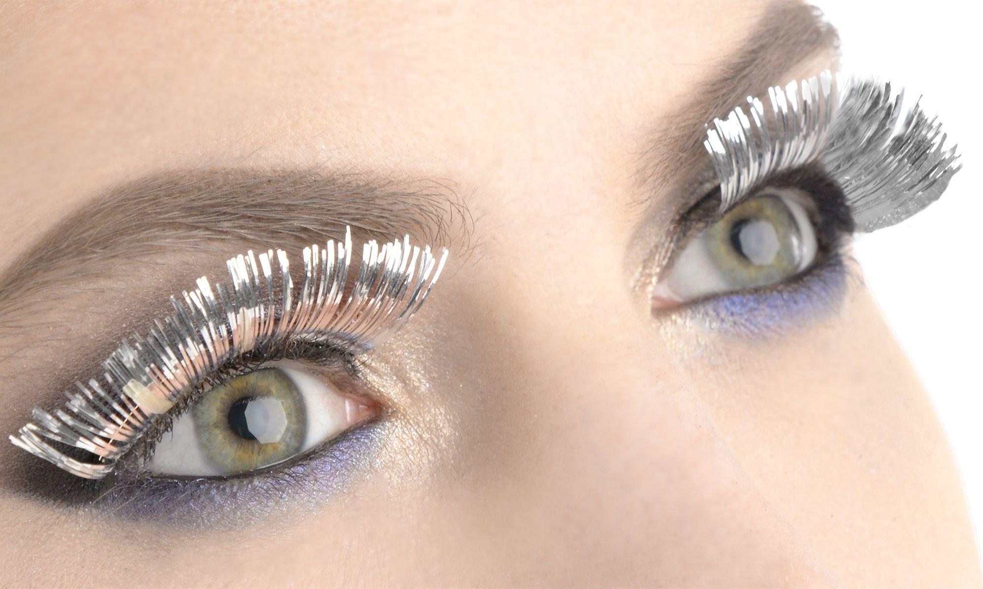 Self-Adhesive Silver Tinsel False Eyelashes | Party City