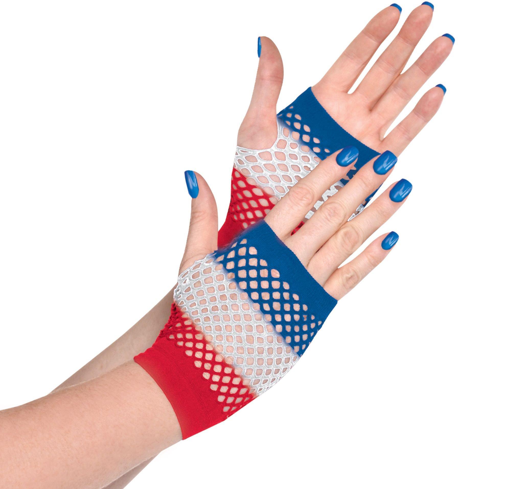 PartyCity Red, White & Blue Fishnet Glovelettes | Hamilton Place