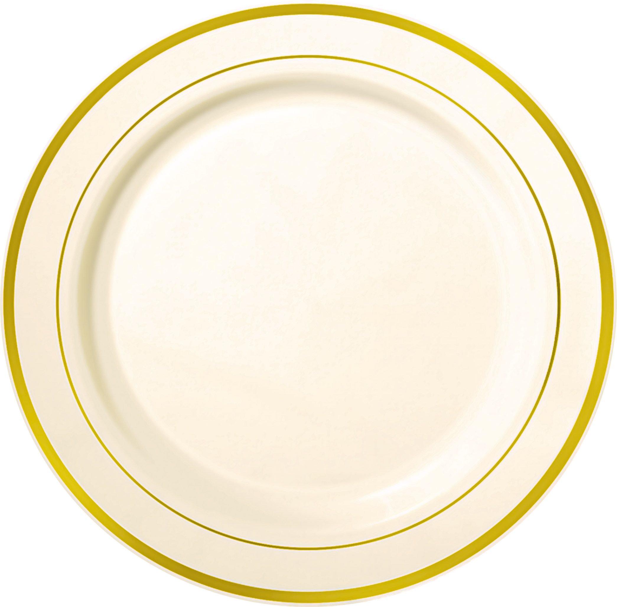 PartyCity Cream Gold Trimmed Premium Plastic Buffet Plates 10ct ...