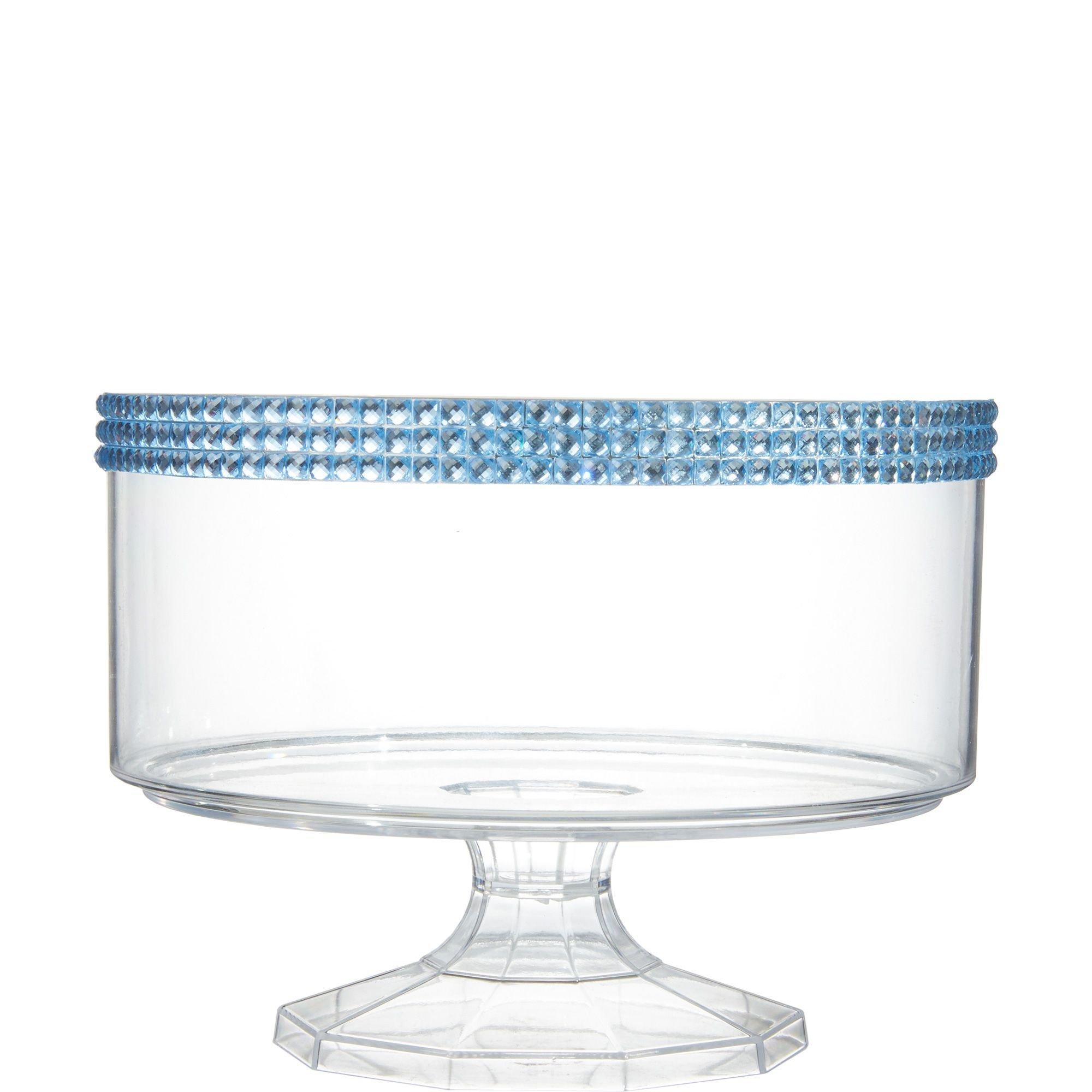 Small Caribbean Blue Rhinestone Clear Plastic Trifle Container 6in x 2 ...