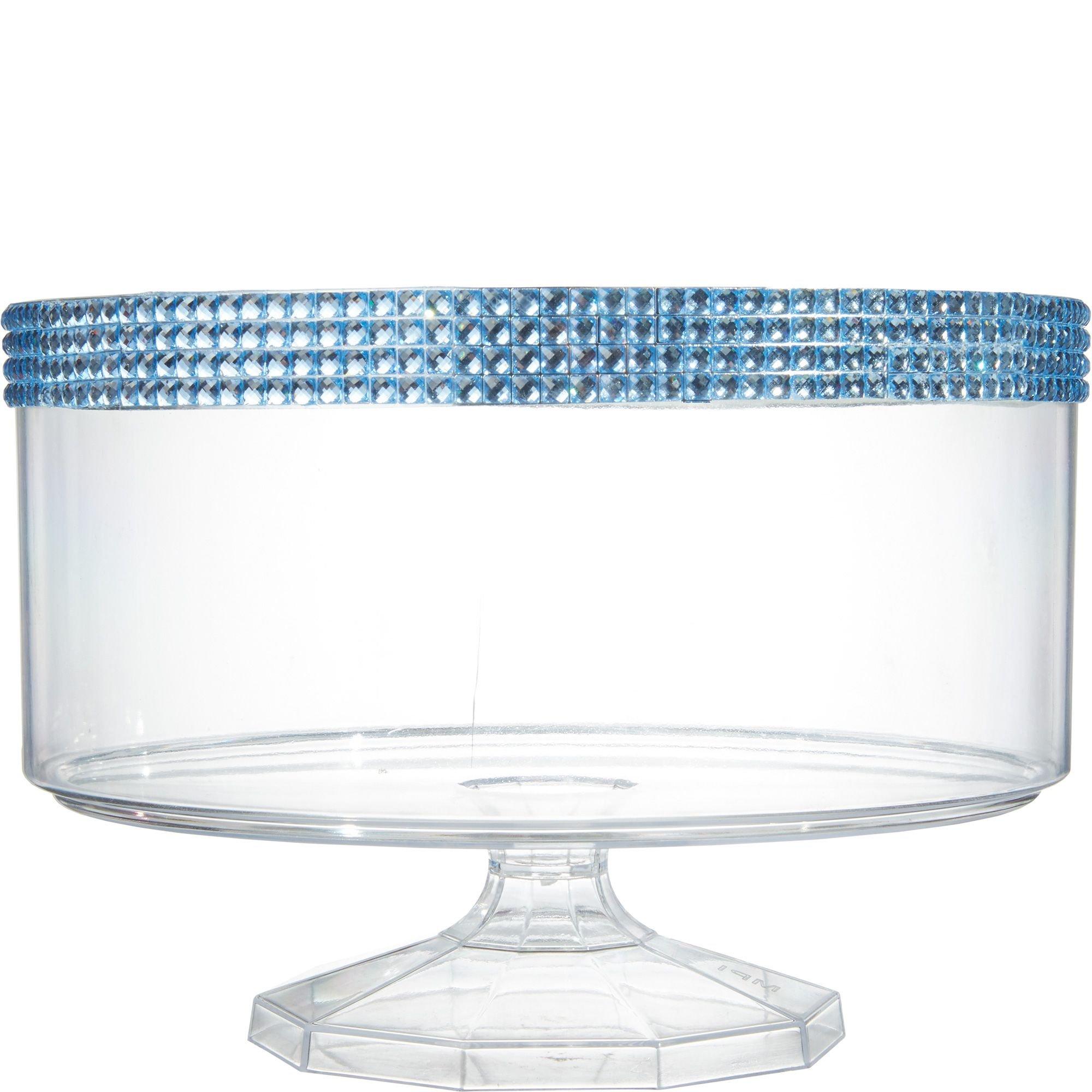 Large Caribbean Blue Rhinestone Clear Plastic Trifle Container 7 3/8in ...