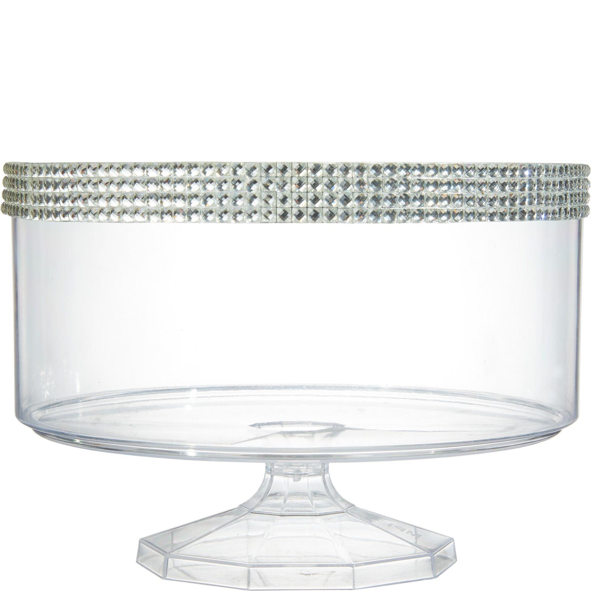 Large Rhinestone Clear Plastic Trifle Container 7 3/8in x 3 1/4in ...