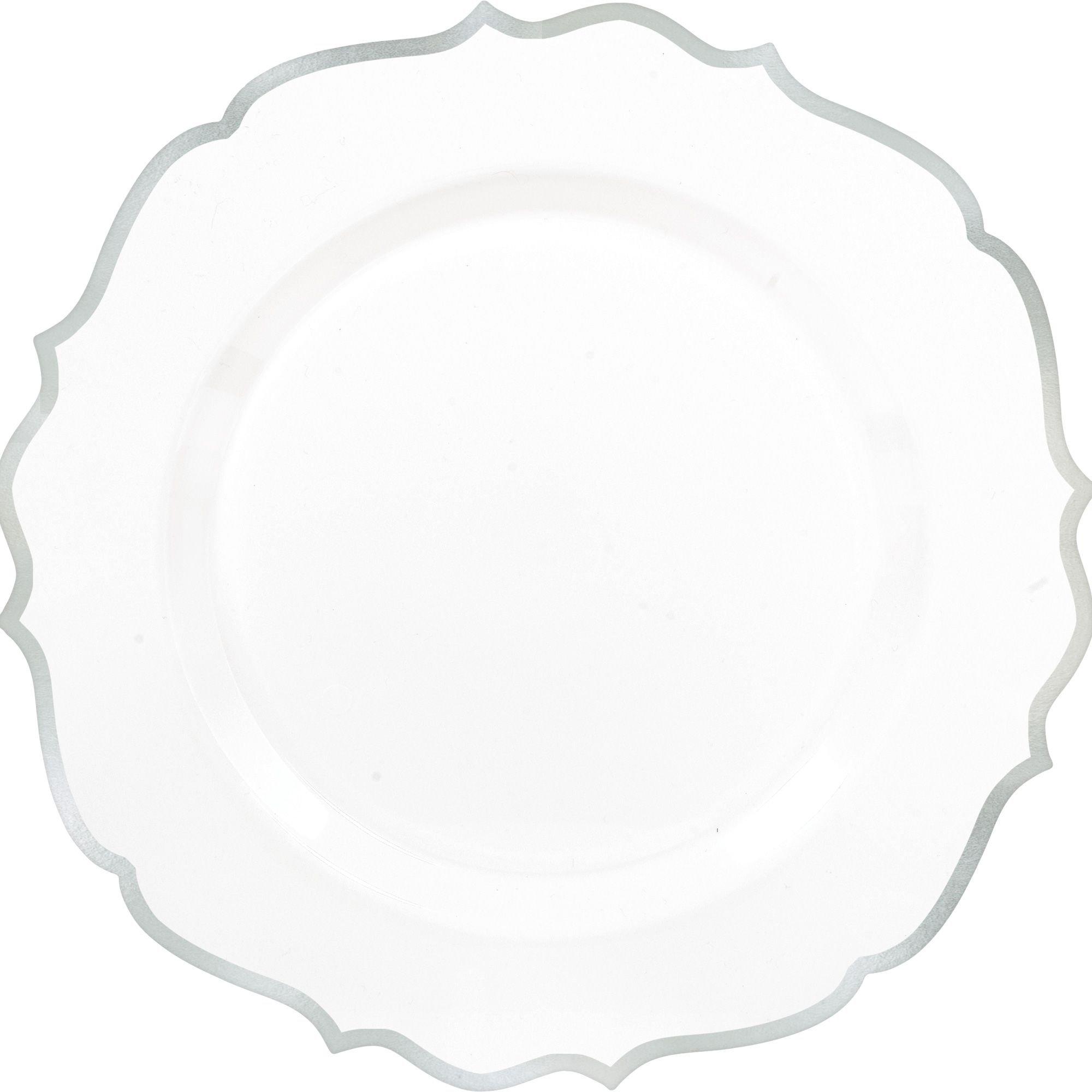 PartyCity White Silver-Trimmed Premium Plastic Dinner Plates 10ct ...