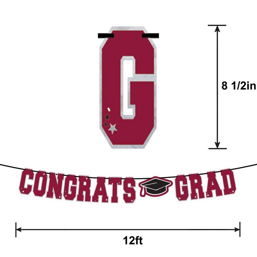 Maroon Congrats Grad Letter Banner, 12ft | Party City Maroon Congrats Grad Letter Banner, 12ft | Party City