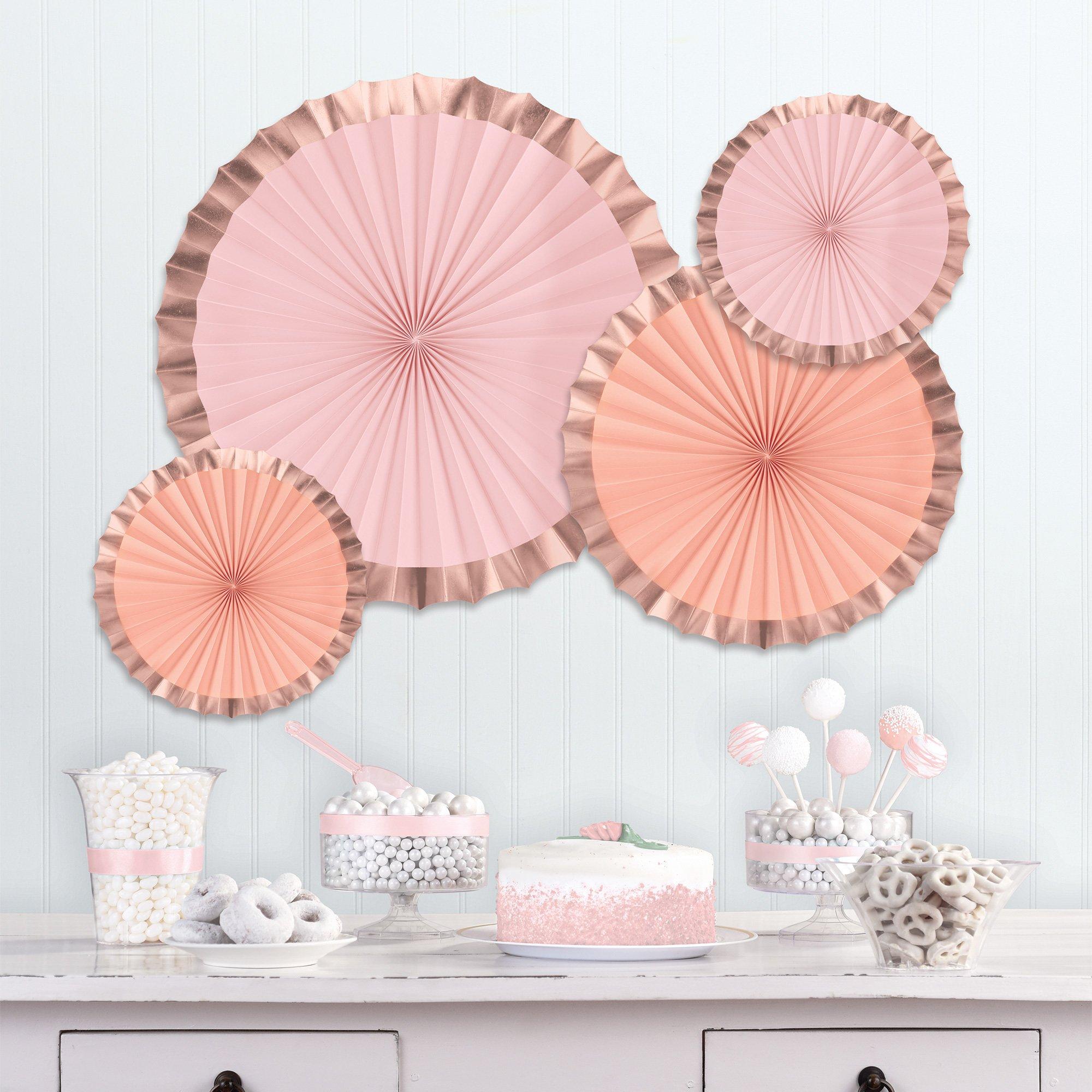 Rose Gold Paper Fan Decorations, 4ct | Party City