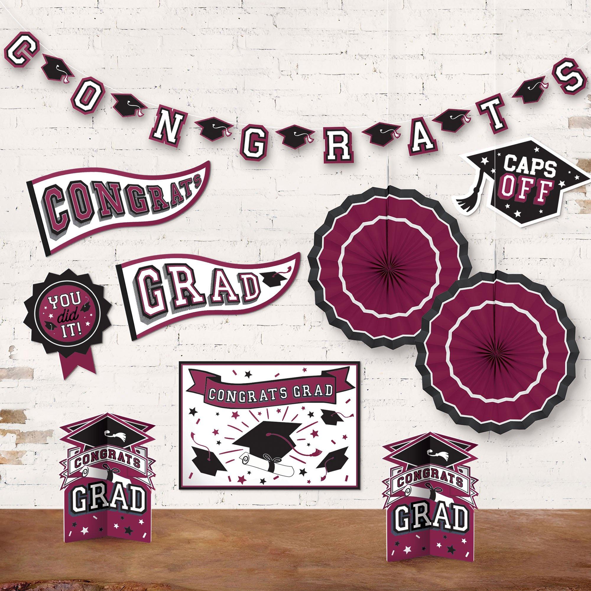 Maroon Congrats Grad Room Decorating Kit, 10pc | Party City