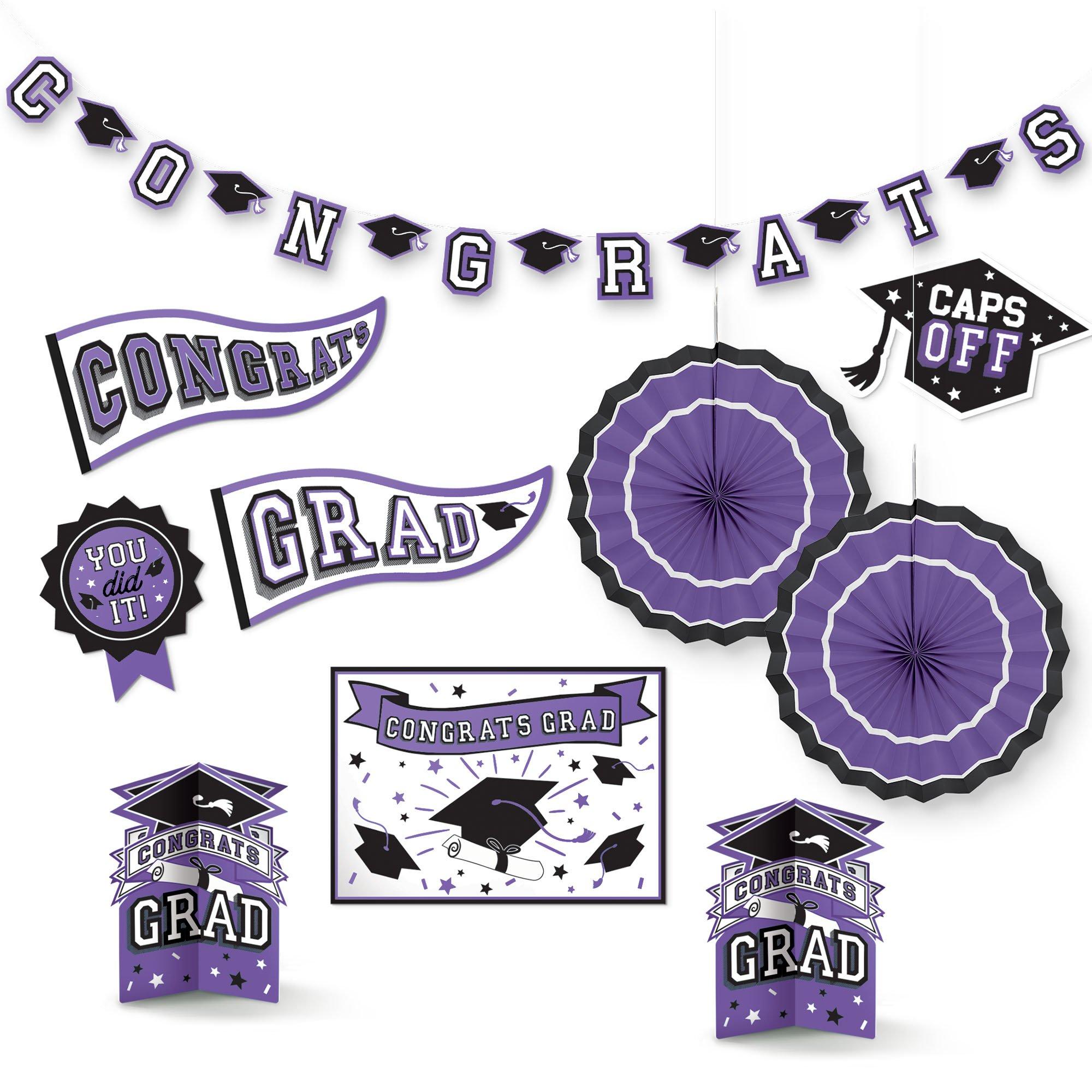 Purple Congrats Grad Room Decorating Kit, 10pc | Party City