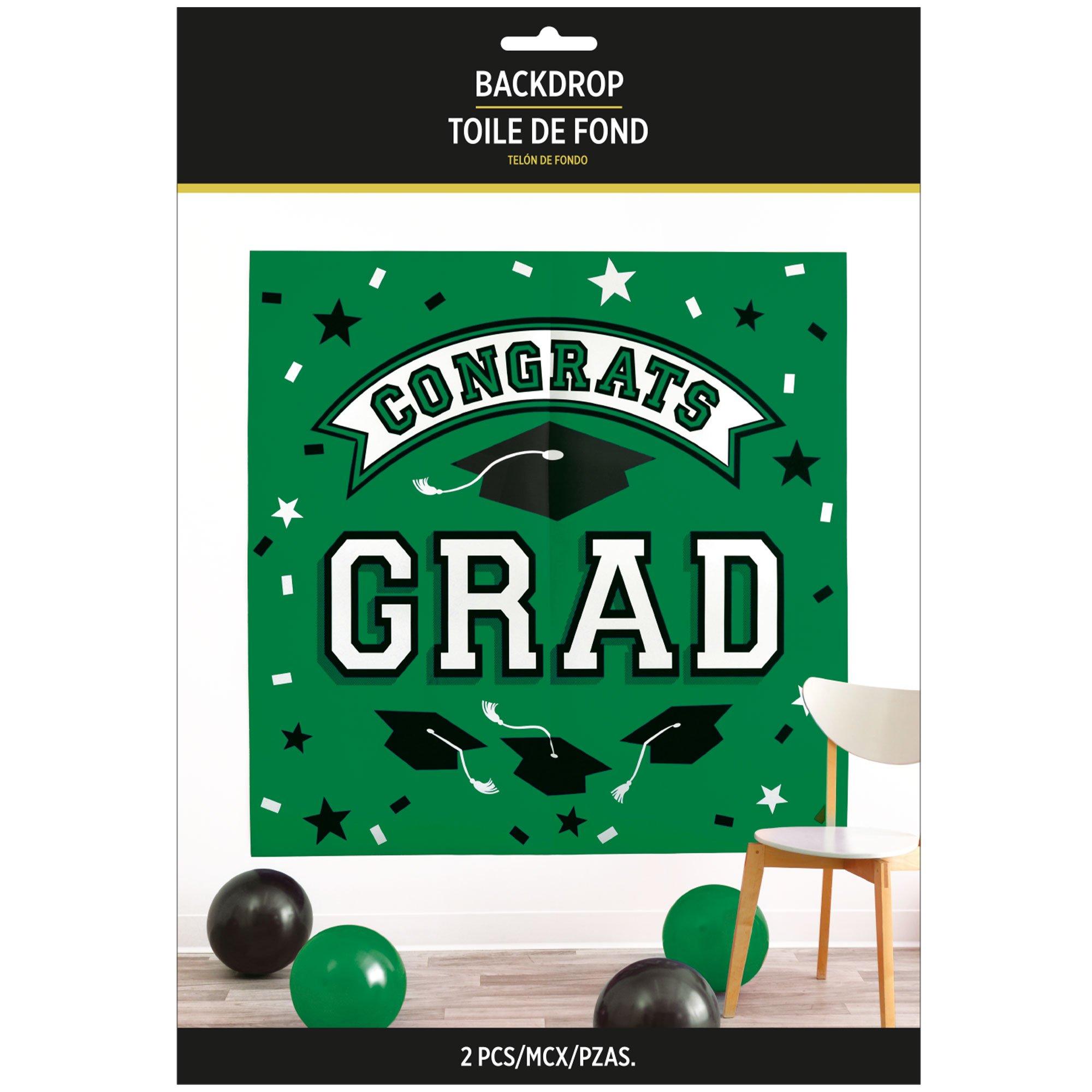 PartyCity Festive Green Congrats Grad Plastic Scene Setter, 5.4ft x 5 ...