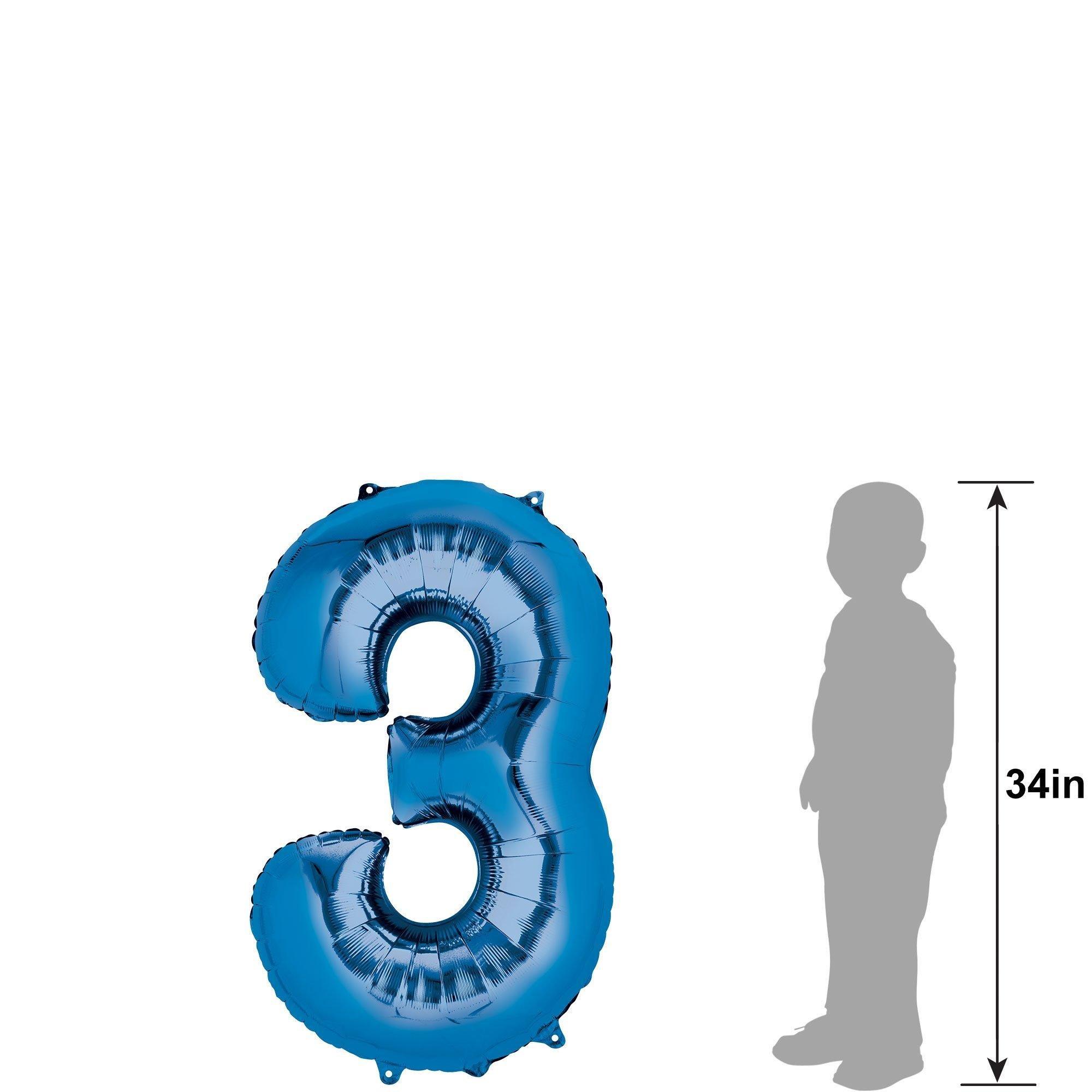 34in Blue Number 3 Balloon | Party City
