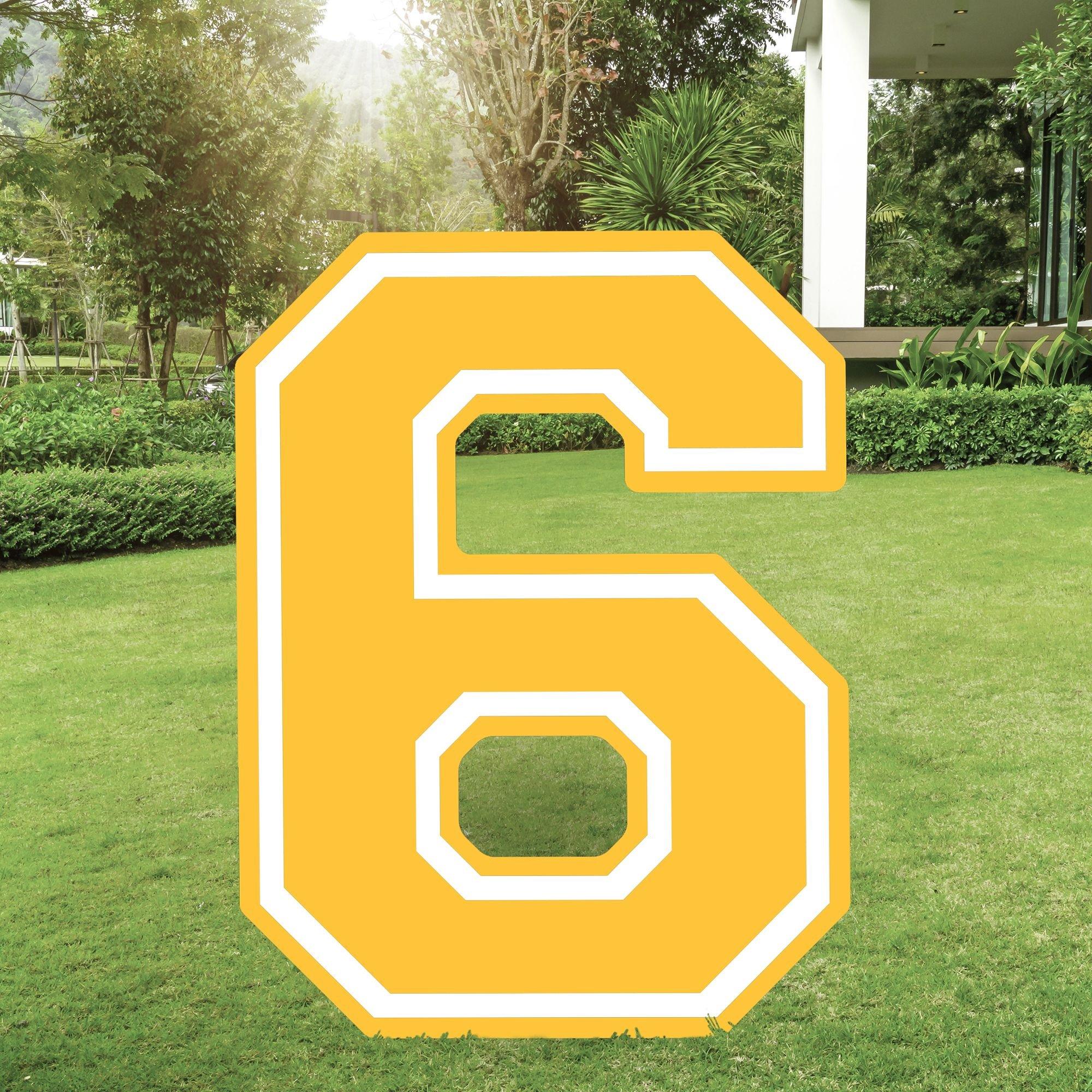 Yellow Collegiate Number (6) Corrugated Plastic Yard Sign, 30in | Party ...