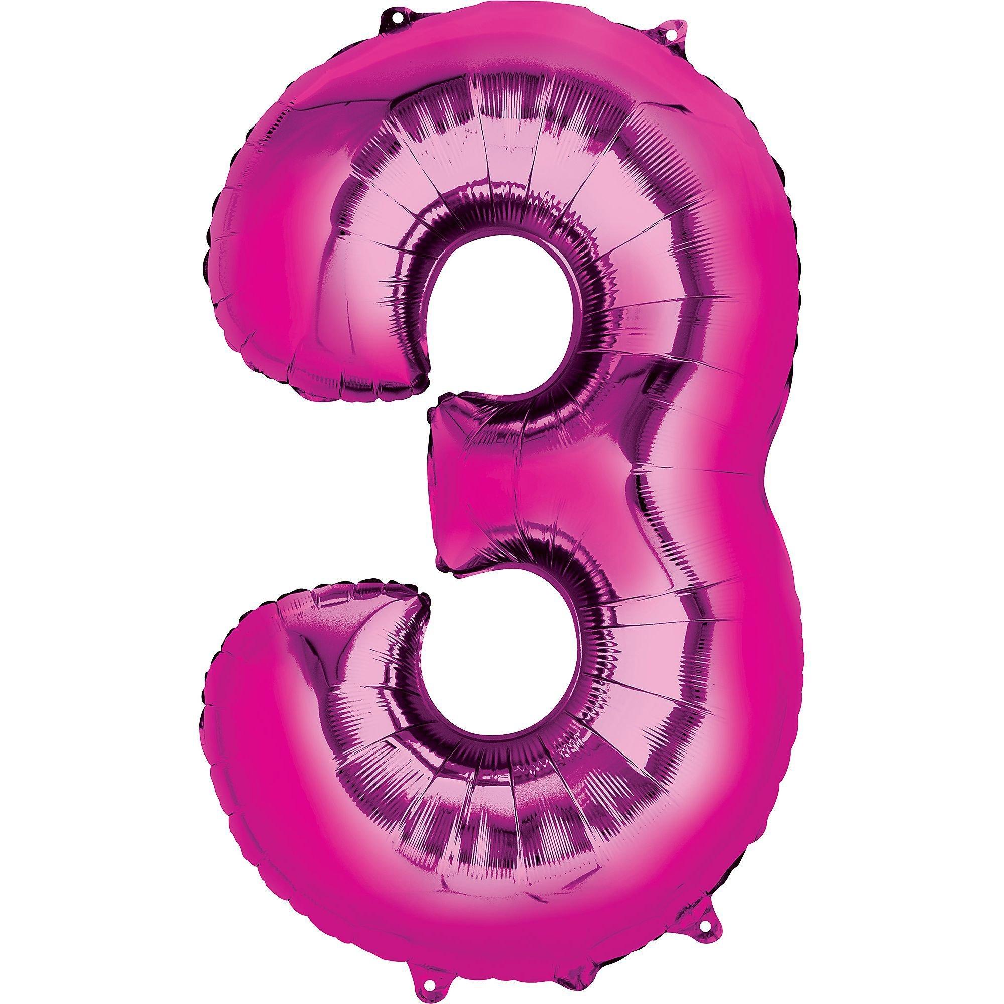34in Bright Pink Number 3 Balloon | Party City