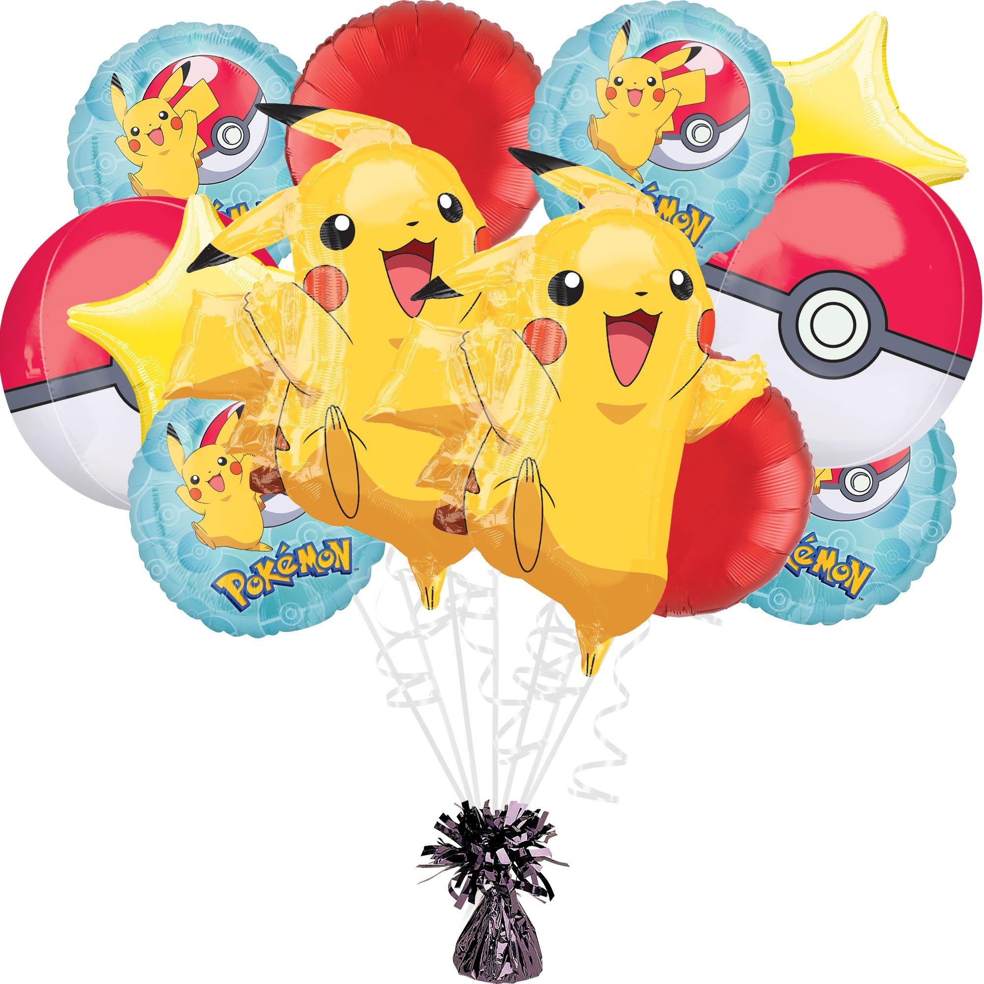 Premium Pikachu Foil Balloon Bouquet with Balloon Weight, 13pc ...