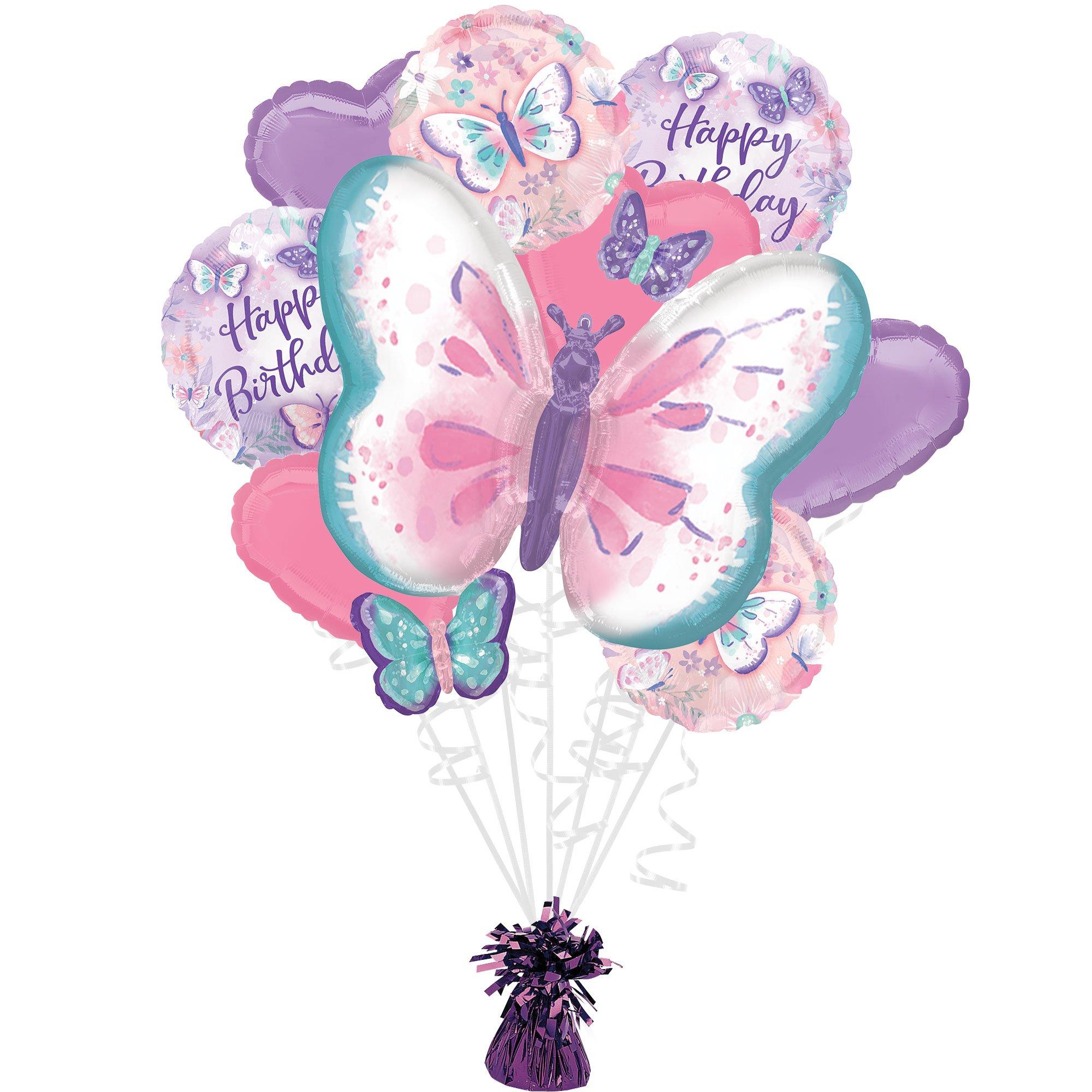 Fluttering Butterflies Foil Balloon Bouquet, 5pc | Party City