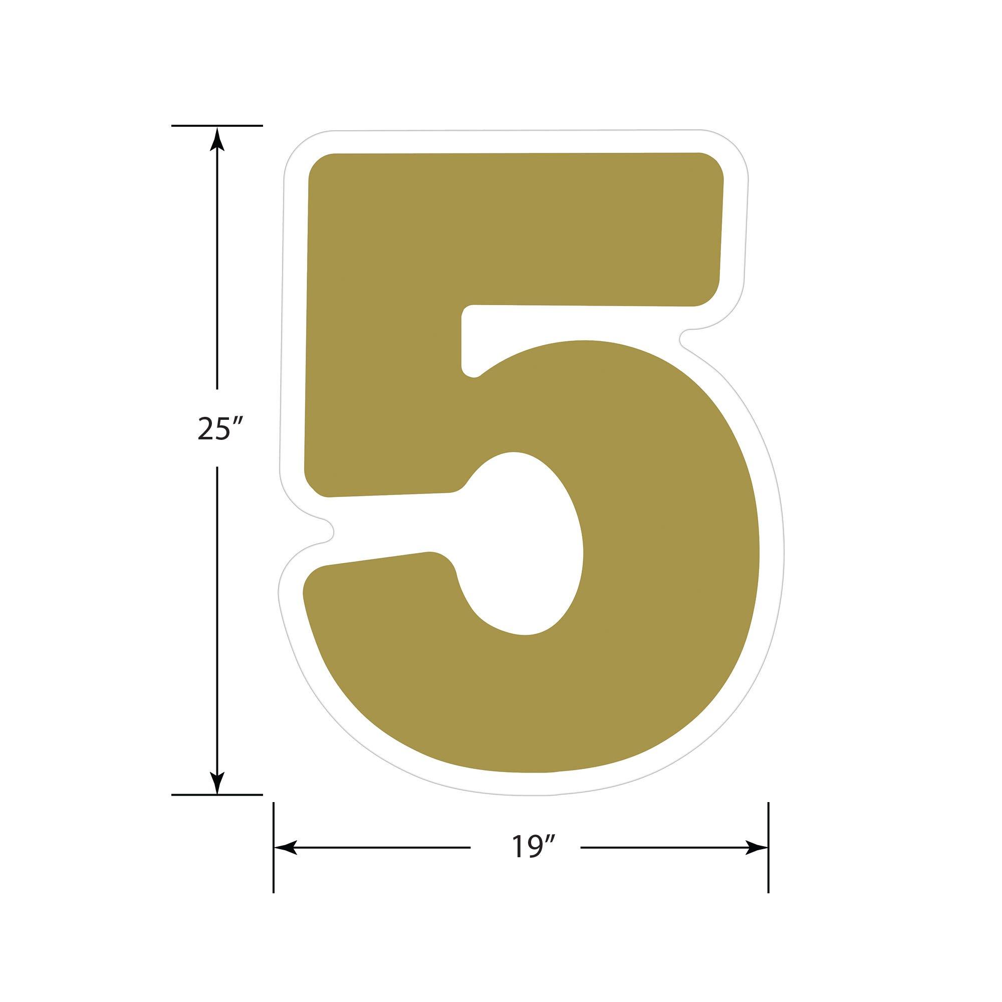 Gold Number (5) Corrugated Plastic Yard Sign, 24in | Party City