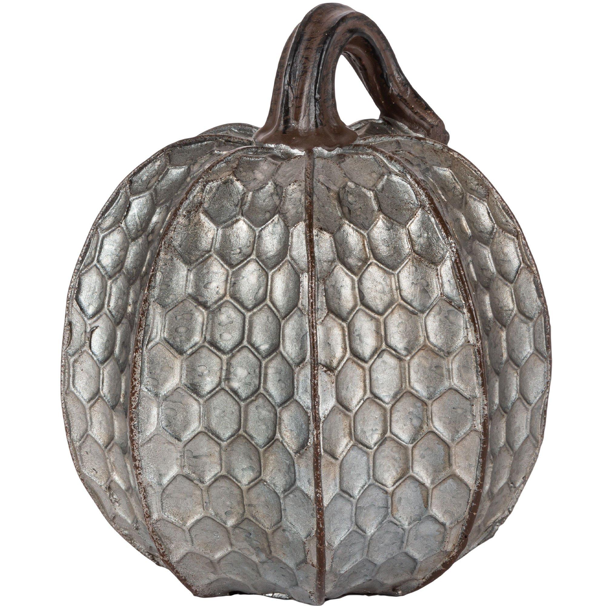 Tall Metal-Look Stone & Resin Pumpkin, 4.9in | Party City