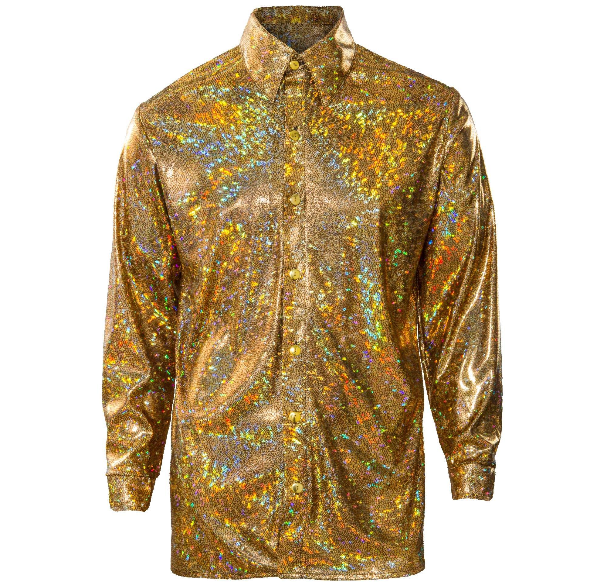 PartyCity 70s Gold Holographic Disco Shirt | Hamilton Place