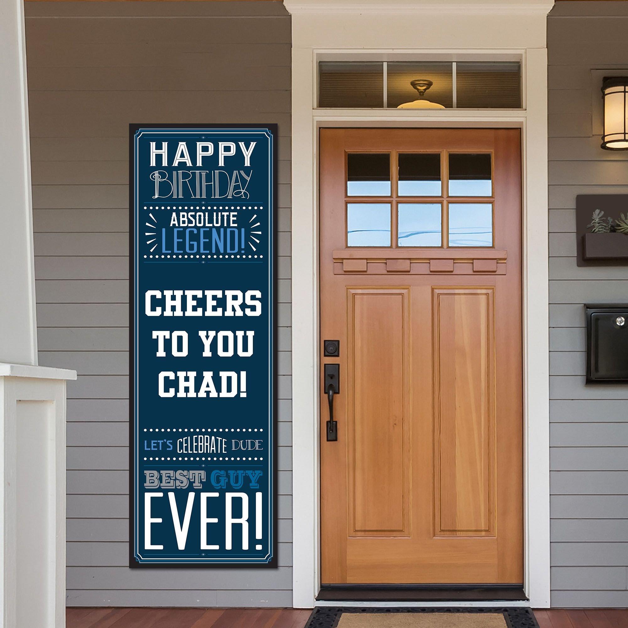 PartyCity Custom Happy Birthday Classic Vinyl Vertical Banner at ...