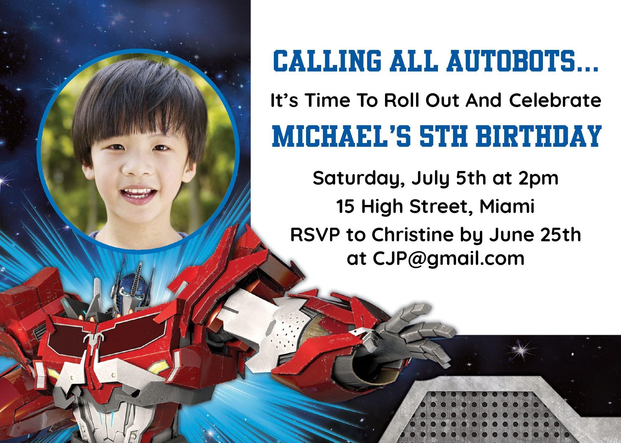 PartyCity Custom Transformers Photo Invitations | Hamilton Place