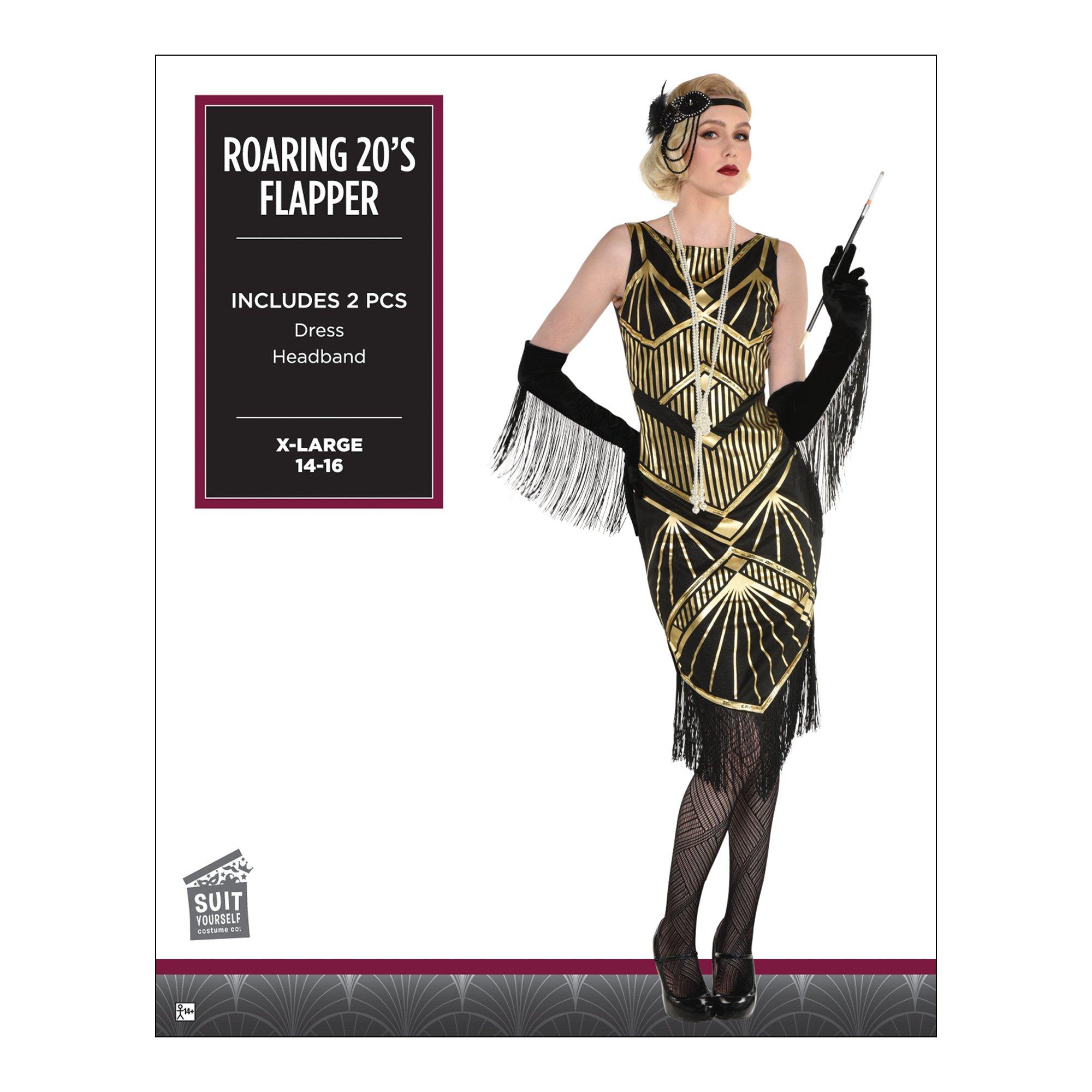 PartyCity Adult Roaring 20s Gold Art Deco Flapper Costume | Hamilton Place