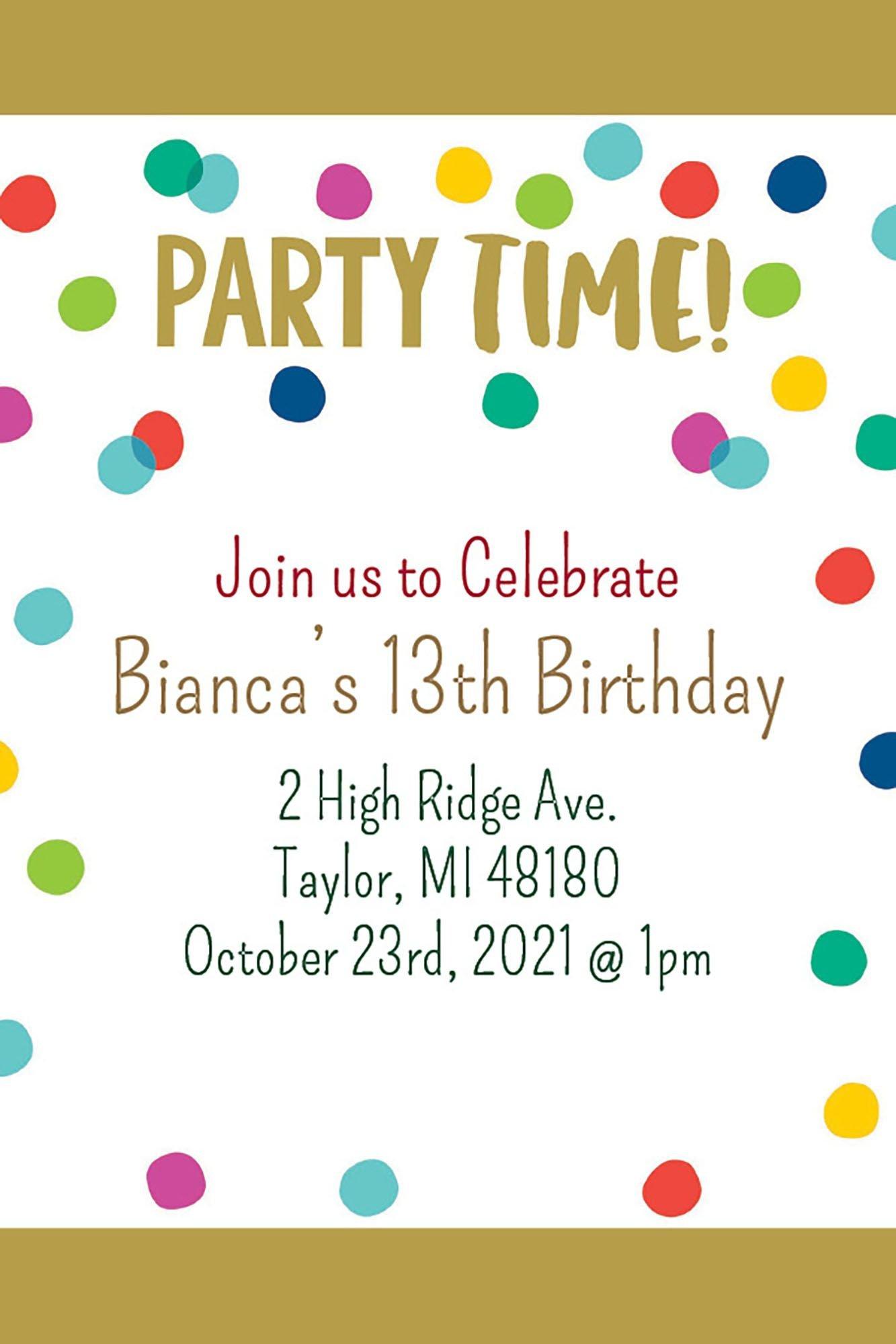 PartyCity Custom Multicolor Happy Dots Photo Invitations | Hamilton Place