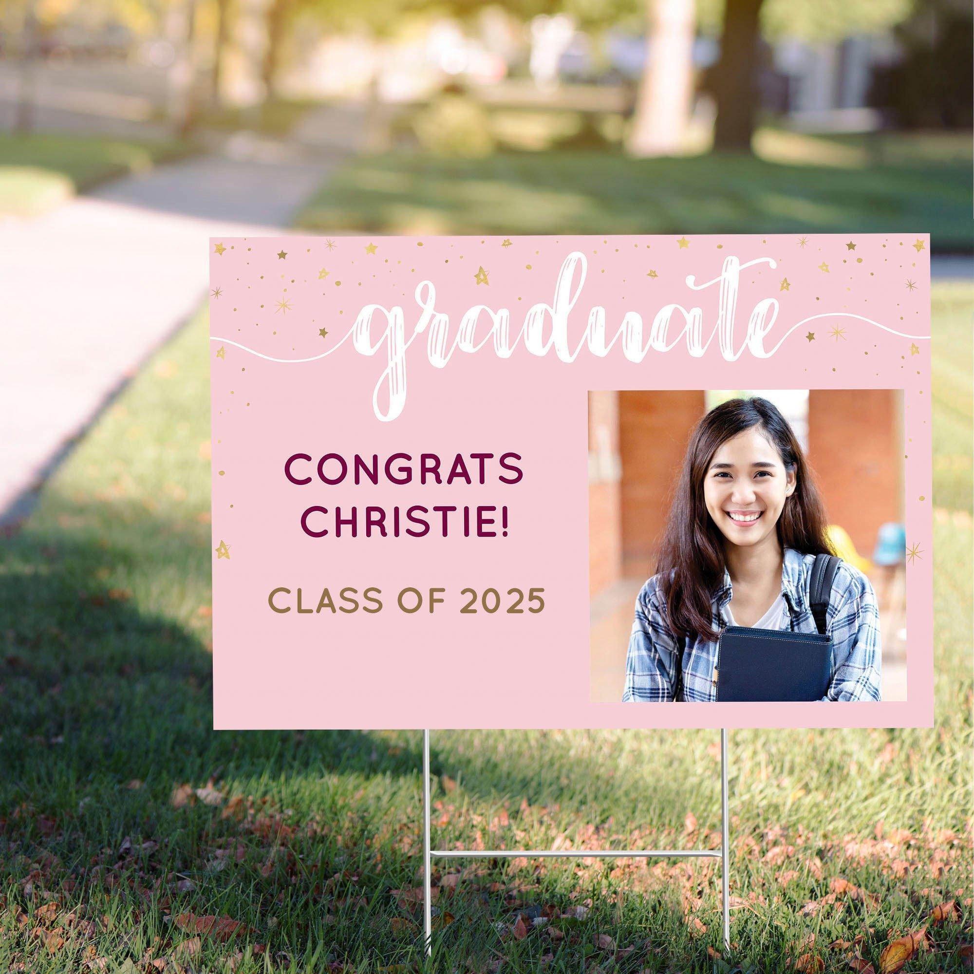 PartyCity Custom Pink Graduation Photo Yard Sign | Hamilton Place