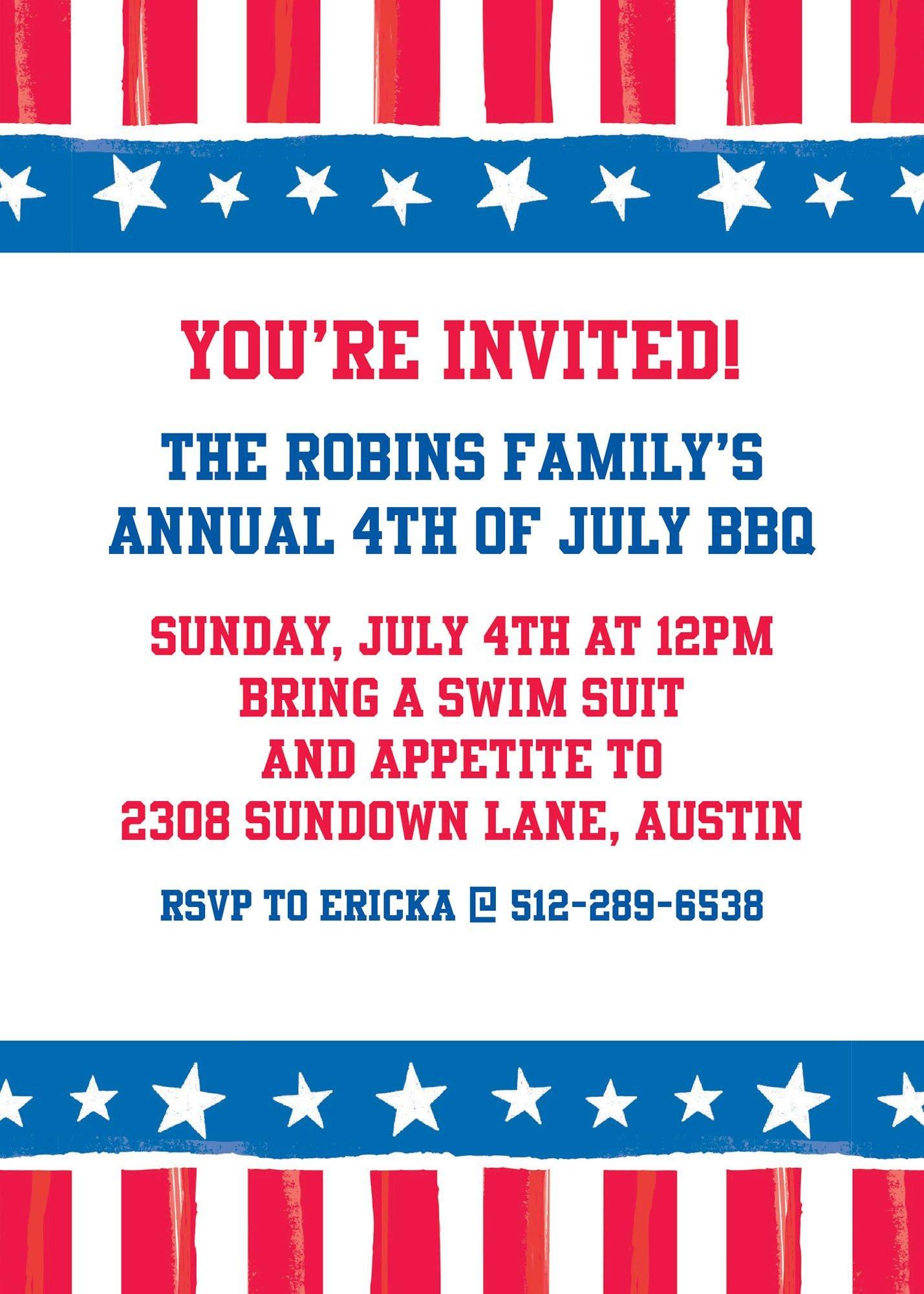 4th Of July Invitation Wording