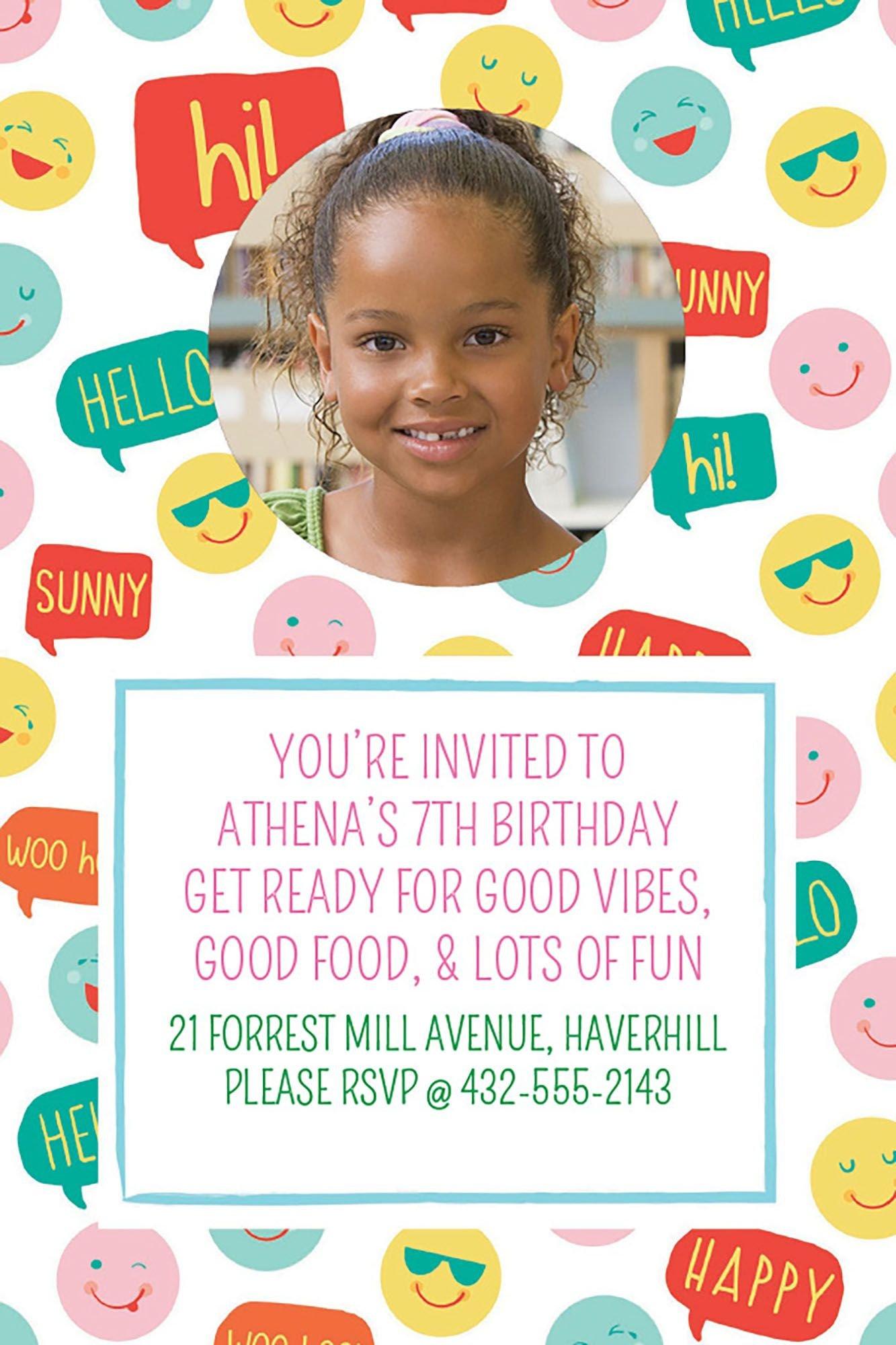 Custom Smiley Face Cardstock Photo Invitations - All Smiles | Party City
