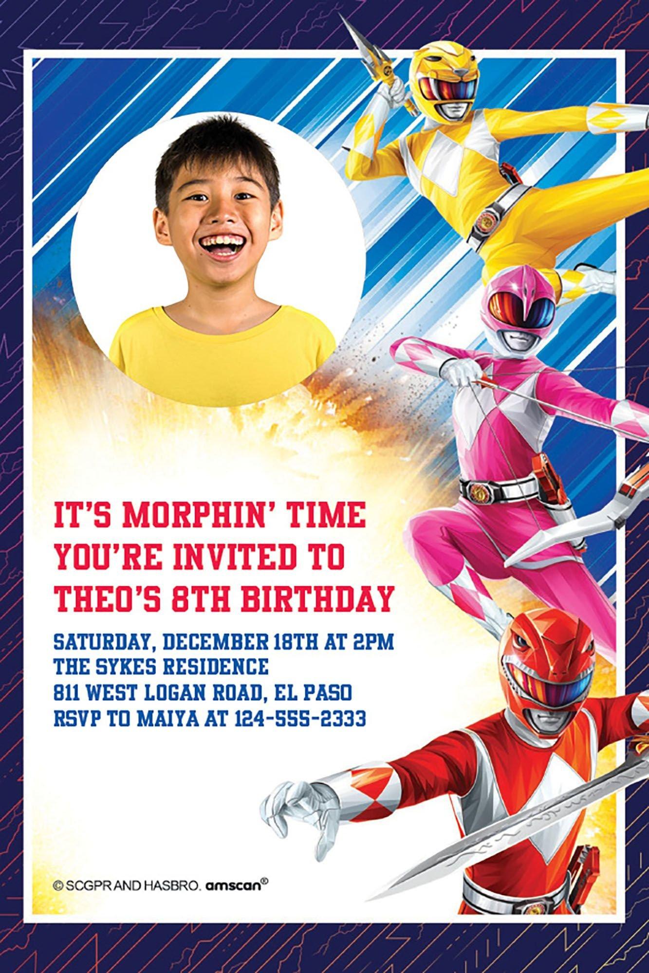 PartyCity Custom Power Rangers Cardstock Photo Invitations at Hamilton ...