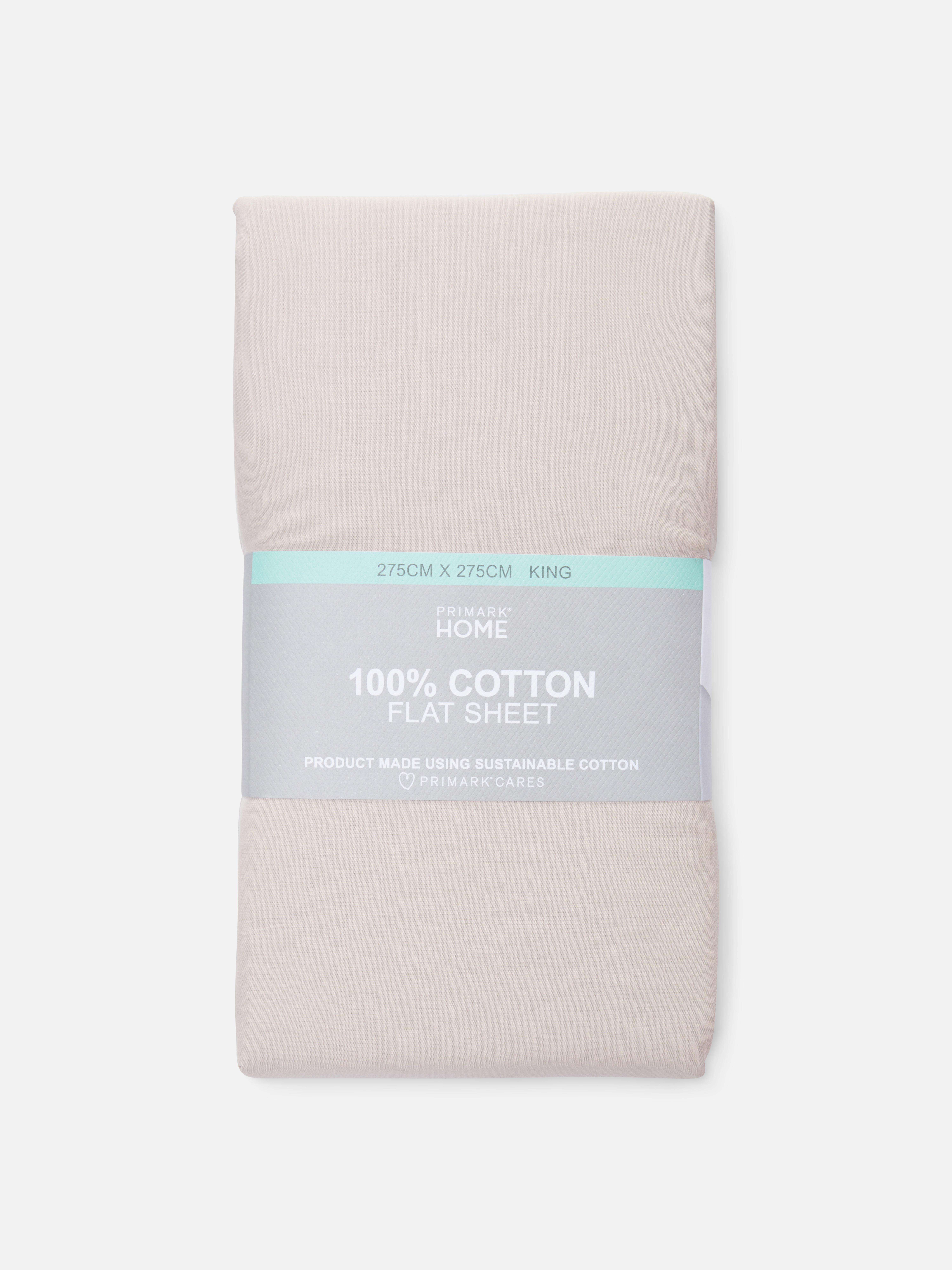 Stone Cotton King Flat Sheet | Primark
