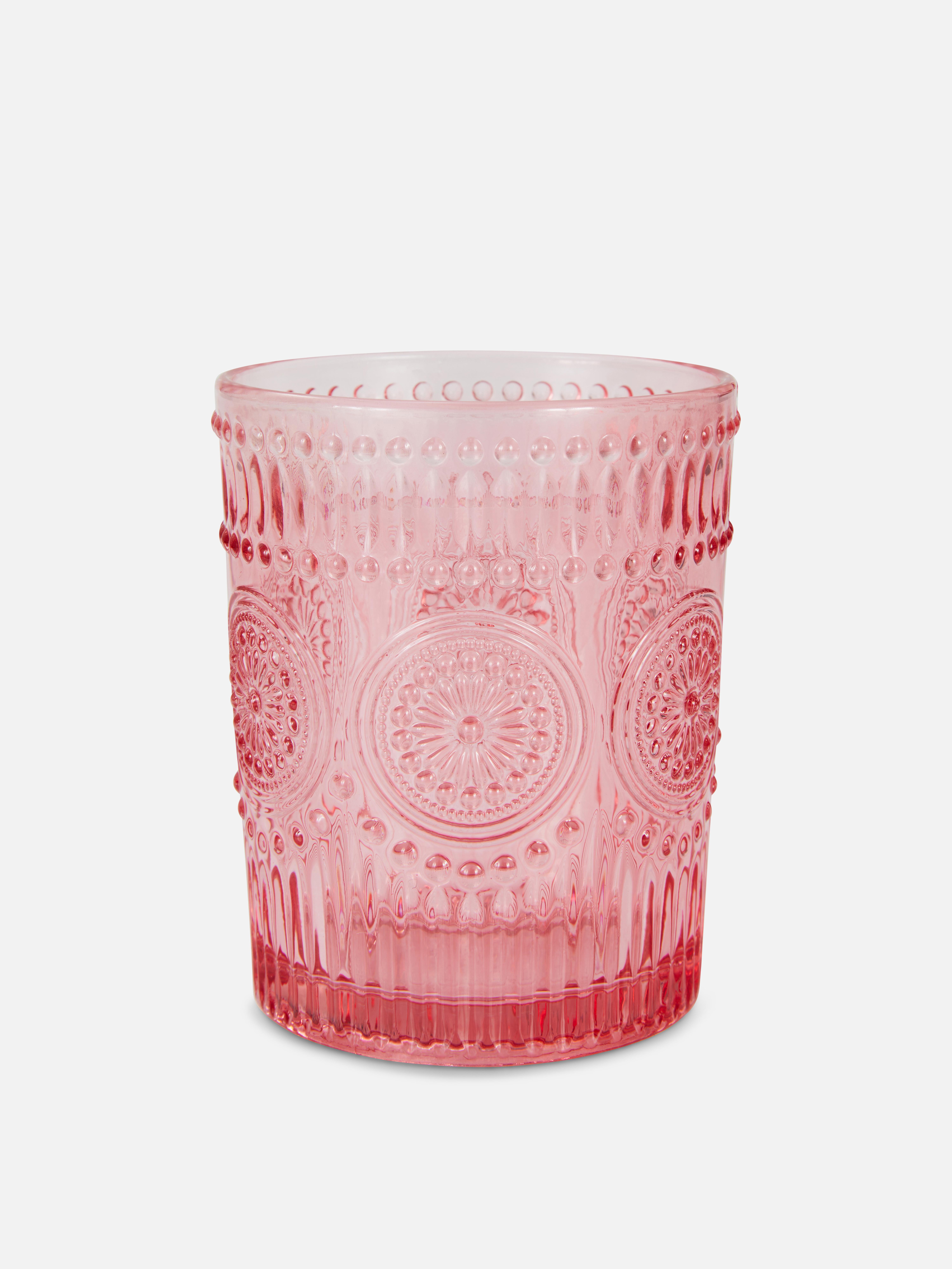 Pink Embossed Glass Tumbler Primark
