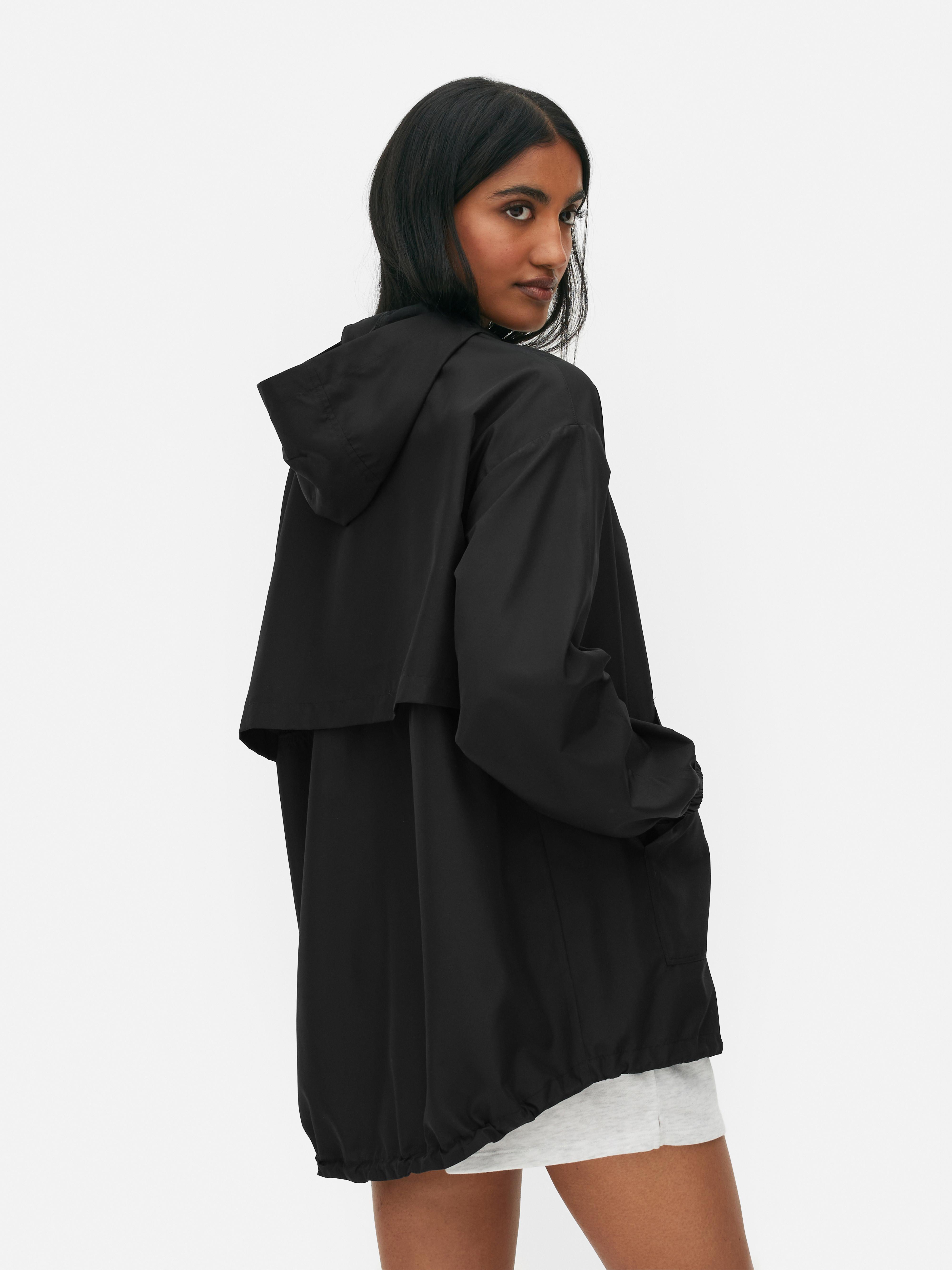 Women's Black Lightweight Hooded Parka Raincoat | Penneys