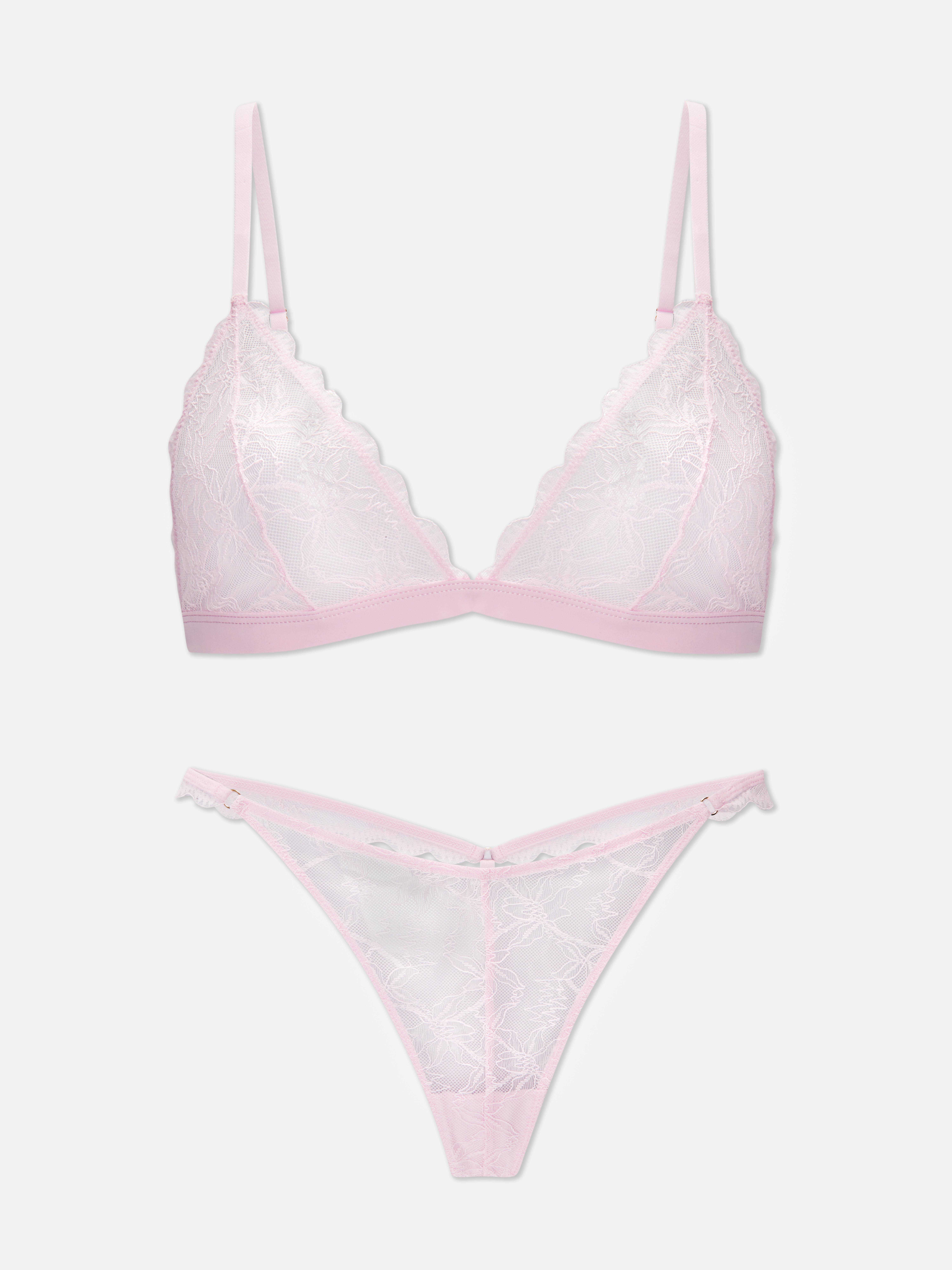 Women's Light Pink Lace Triangle Bra and G-string Set | Penneys