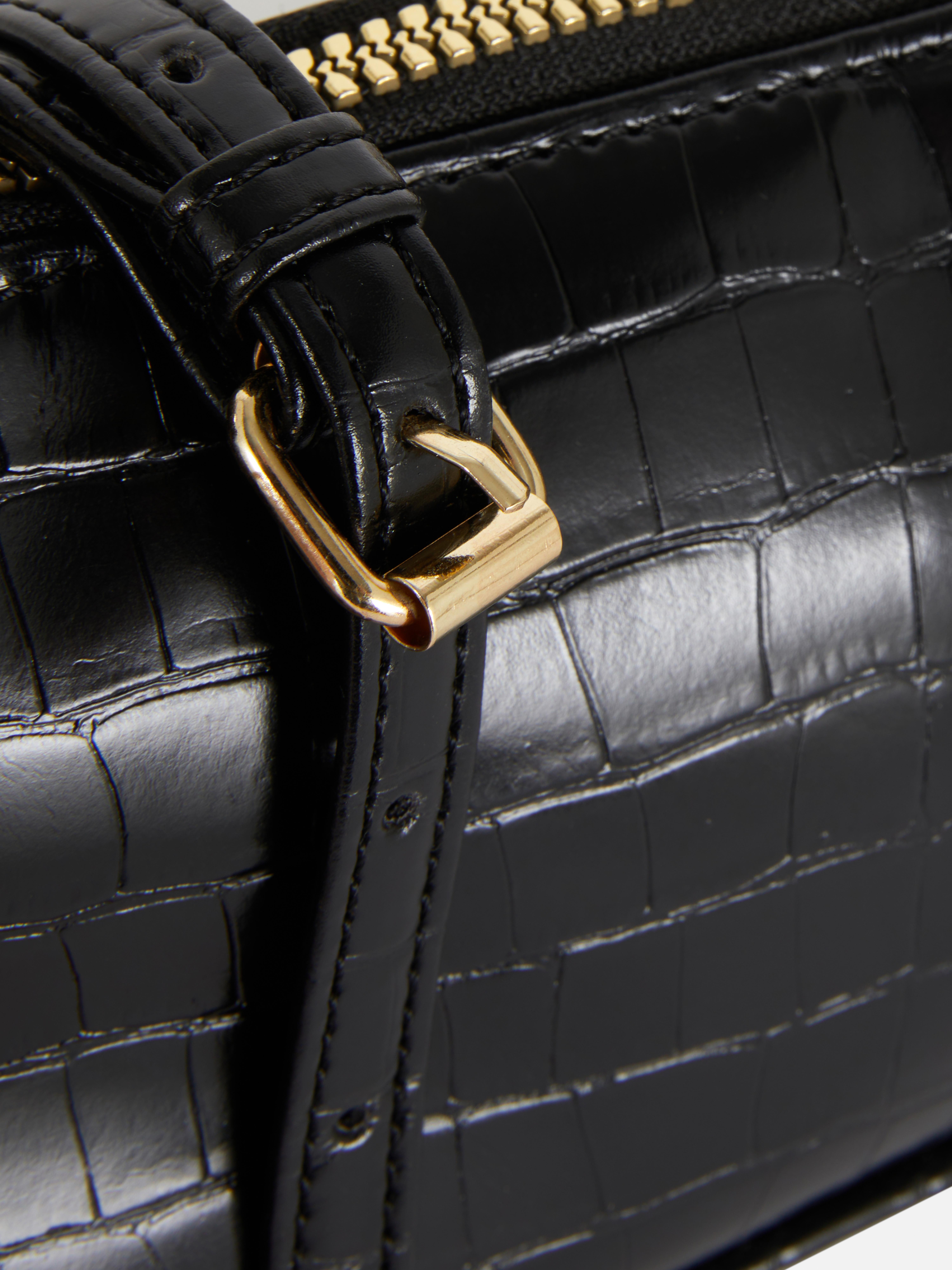 Womens Black Mini Mock Croc Crossbody Bag | Primark