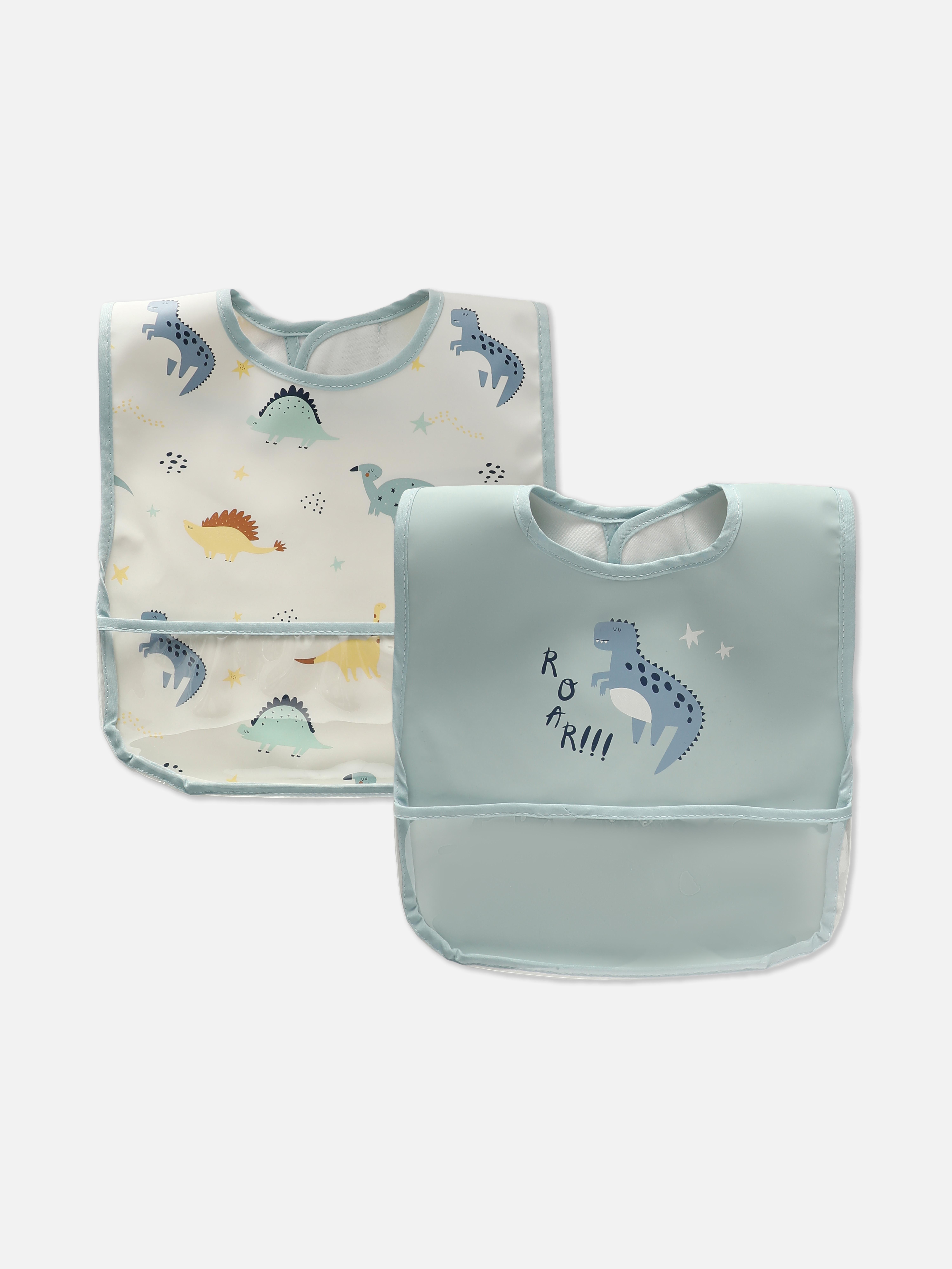 Light Green 2pk Dinosaur Wrap Neck Bibs Primark