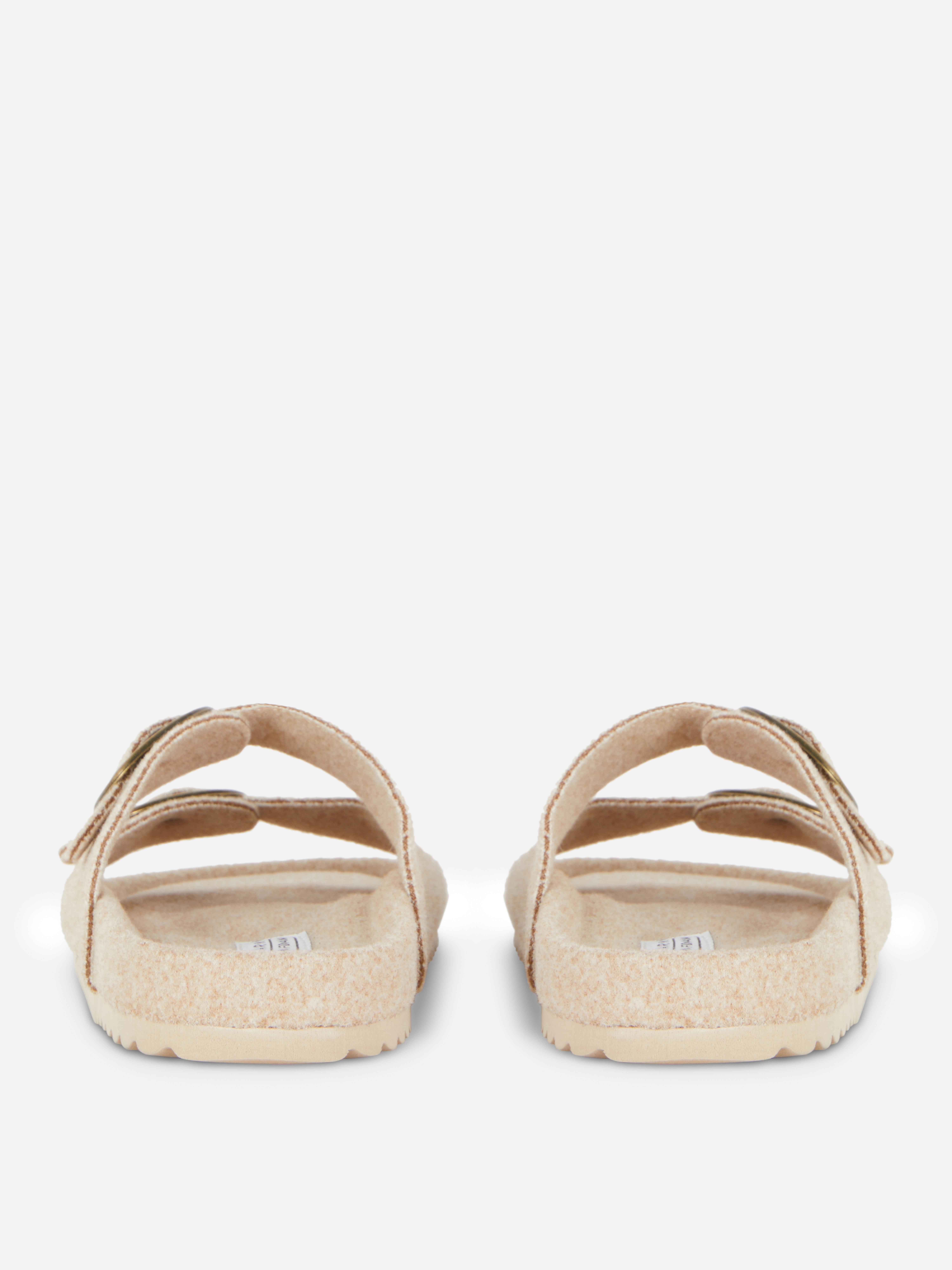Women's Natural Felt Double Strap Footbed Slippers | Penneys