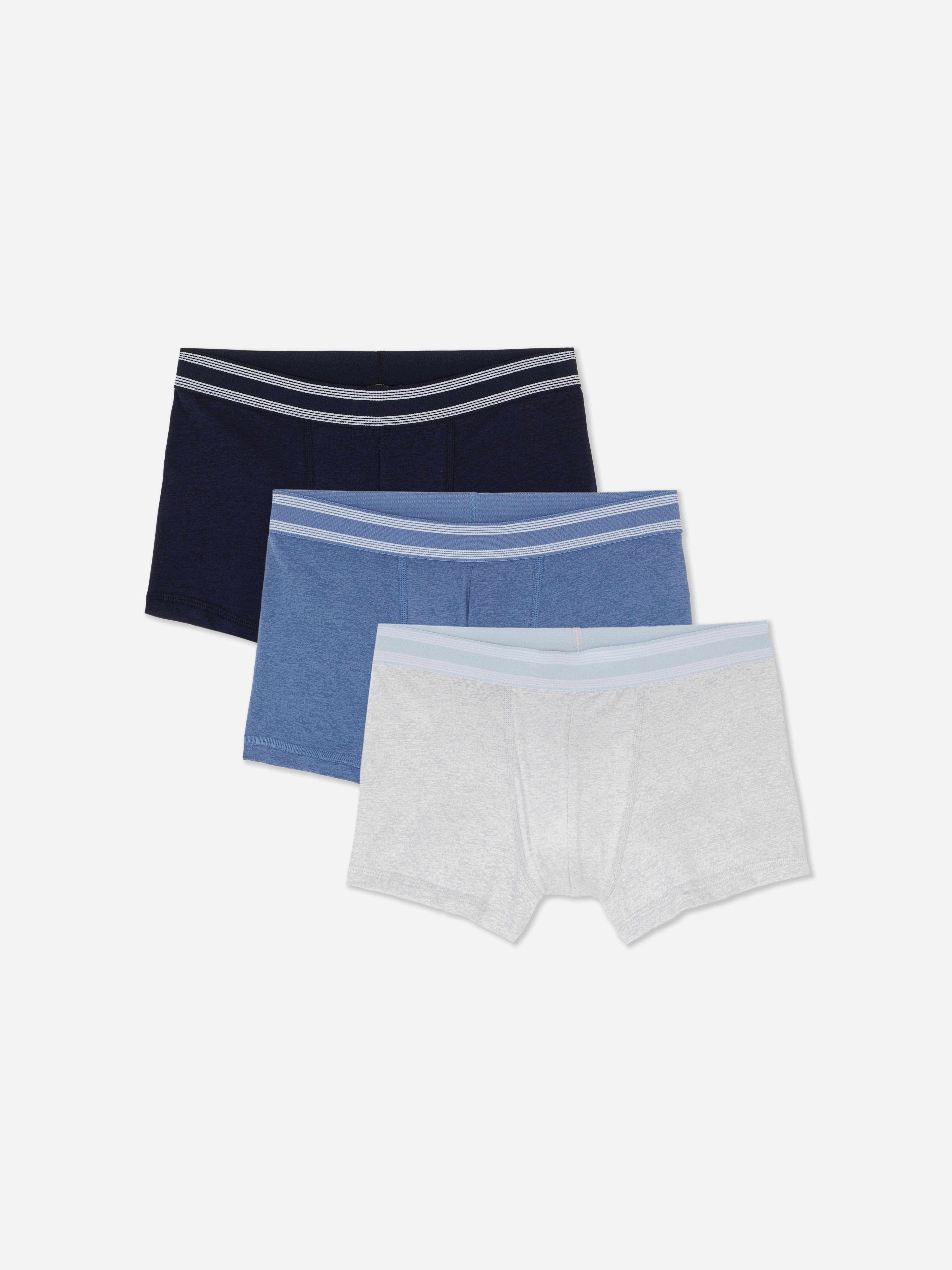 Mens Blue 3pk Marl Hipster Trunks | Primark