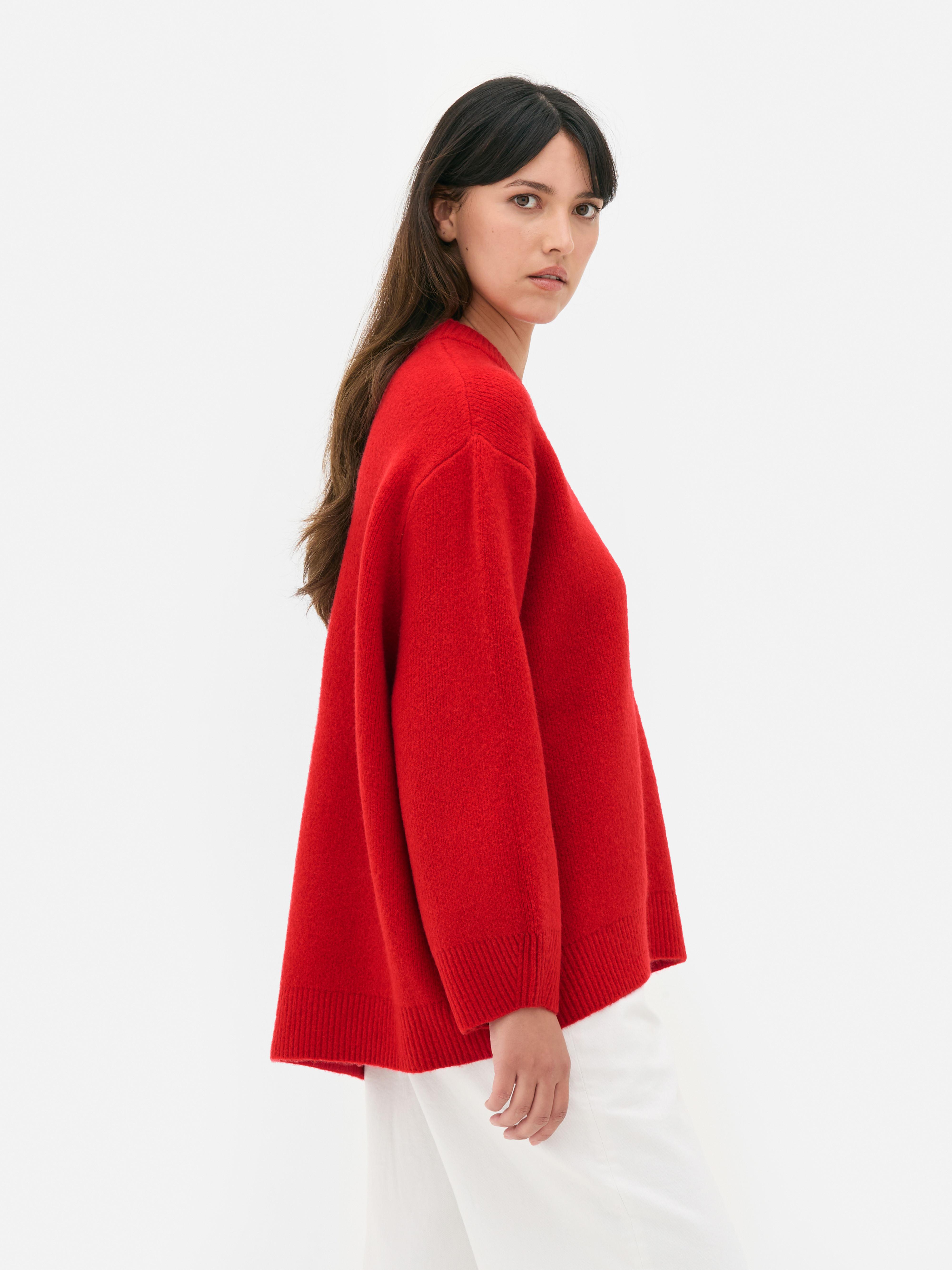 Womens Red Oversized Crew Neck Jumper | Primark