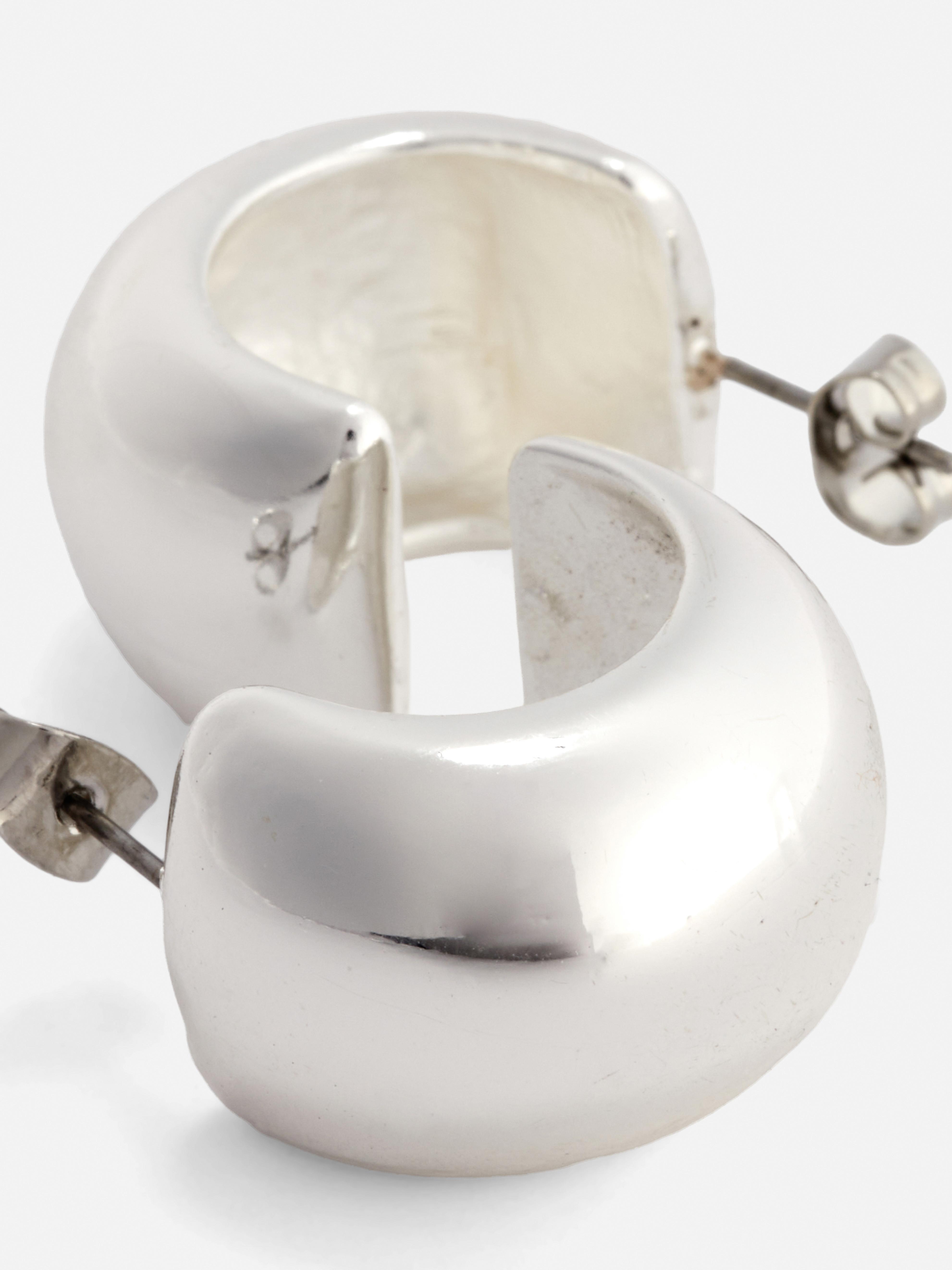 Womens Chunky Half Hoop Earrings - White | Penneys