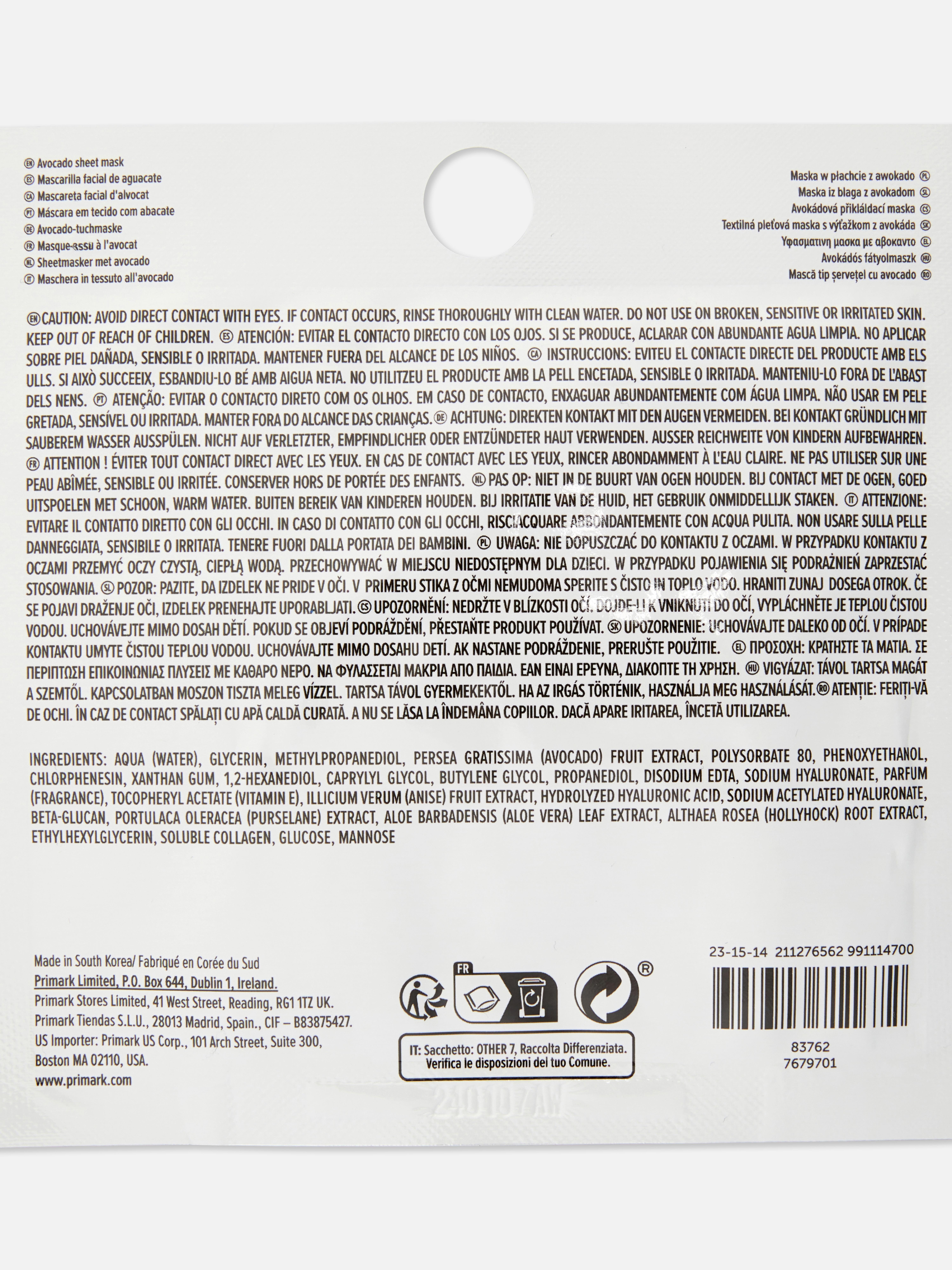 PS... Avocado Sheet Mask | Primark