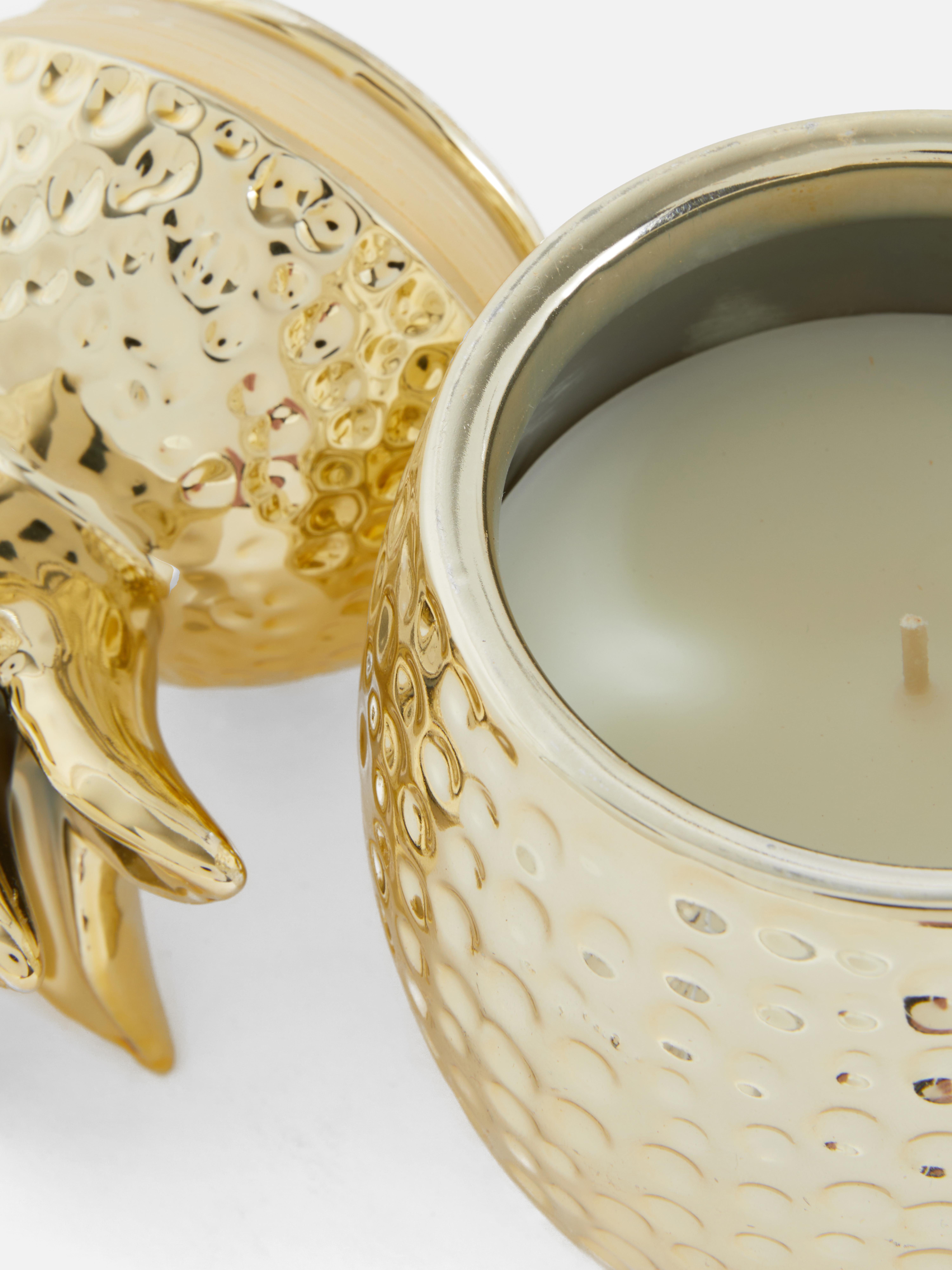 Gold Candle In Hammered Metal Pineapple | Primark
