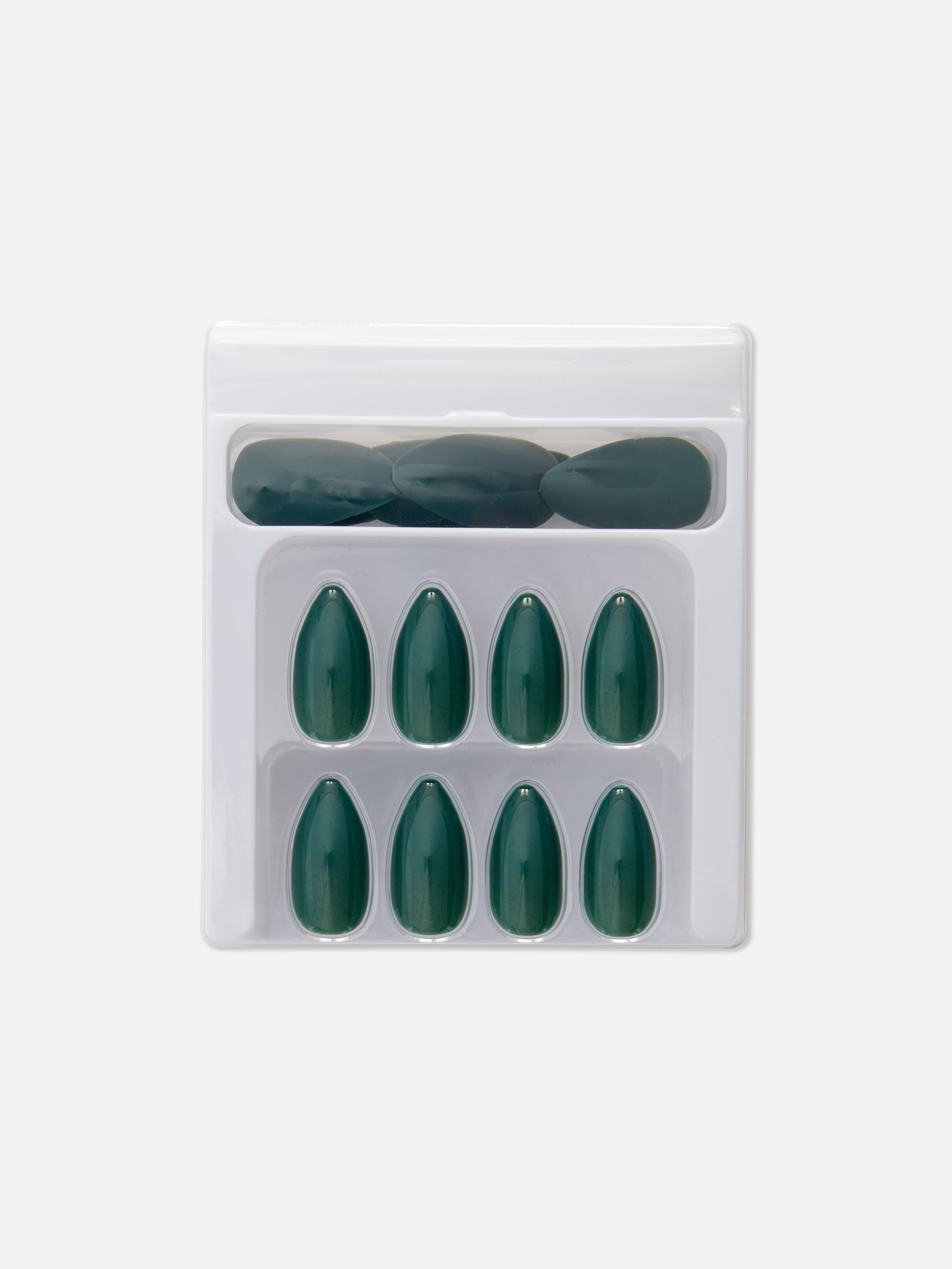 Dark Green Ps Pointed Gloss False Nails Primark