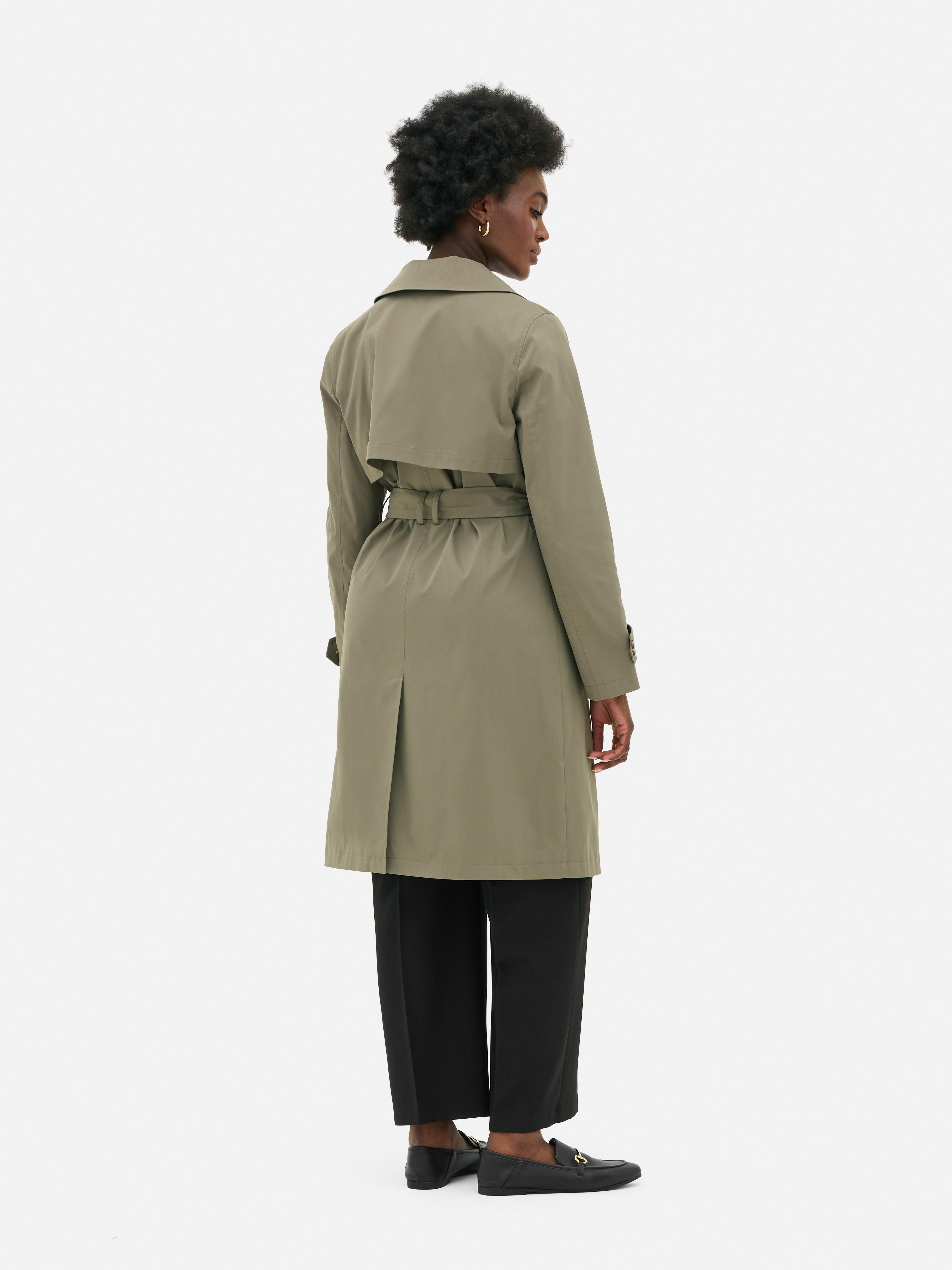 Imperméable à double boutonnage et ceinture - Vert - Femme | Primark