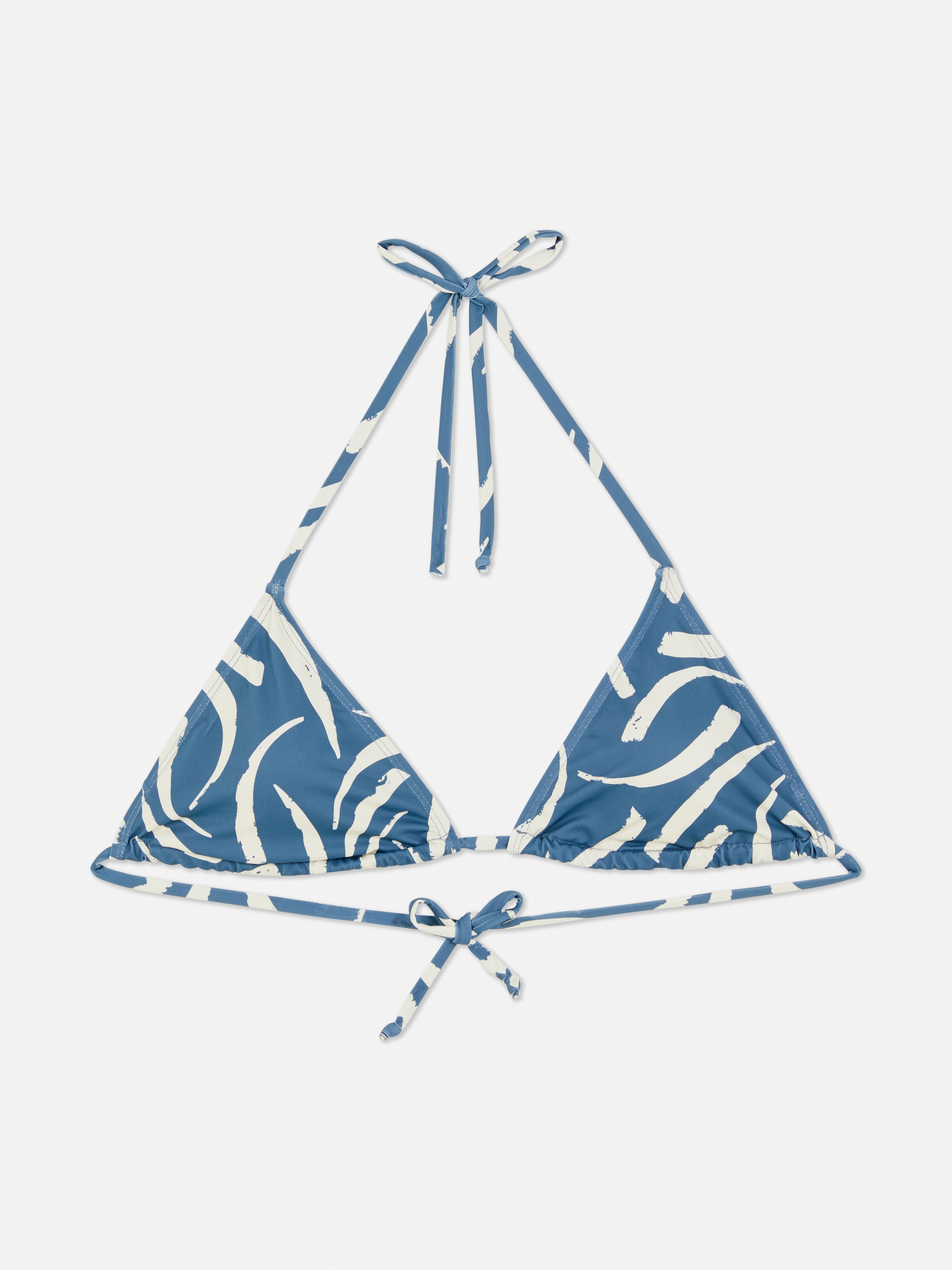 Women's Dark Blue Printed Triangle Bikini Top | Penneys