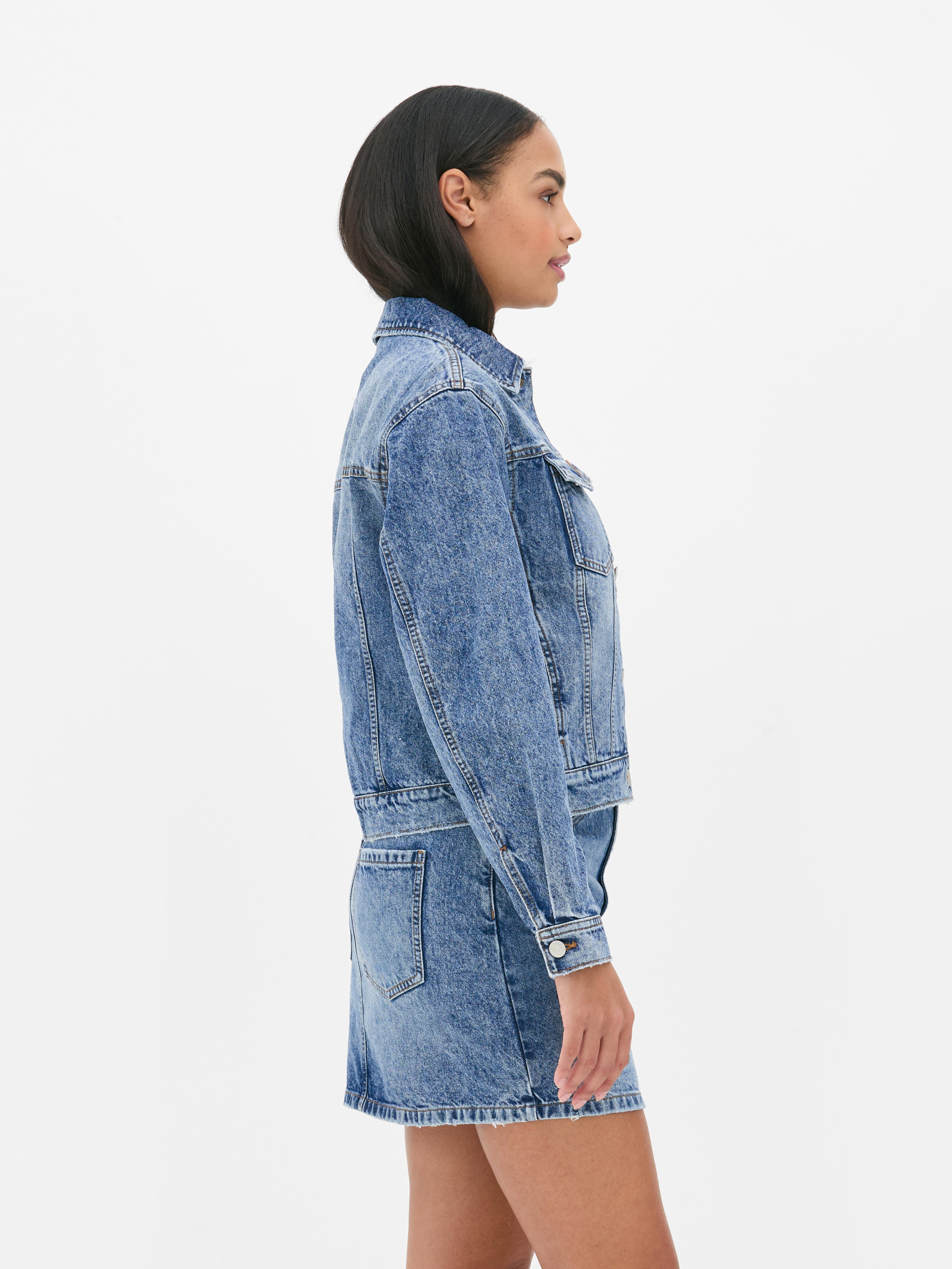 Women's Mid Blue Distressed Denim Jacket | Primark
