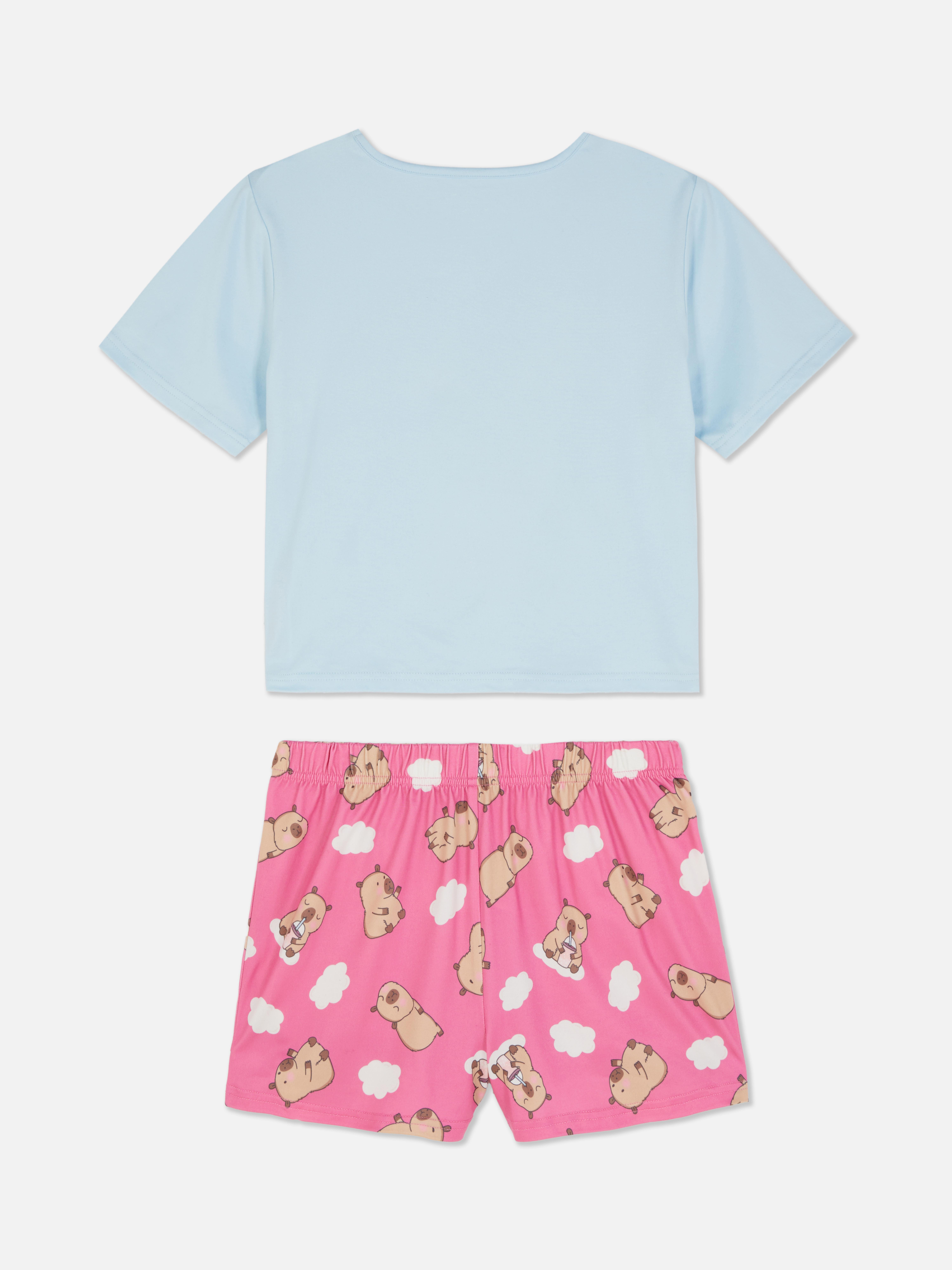 Girls Blue Capybara Character Short Pyjamas | Primark Girls Blue Capybara Character Short Pyjamas | Primark