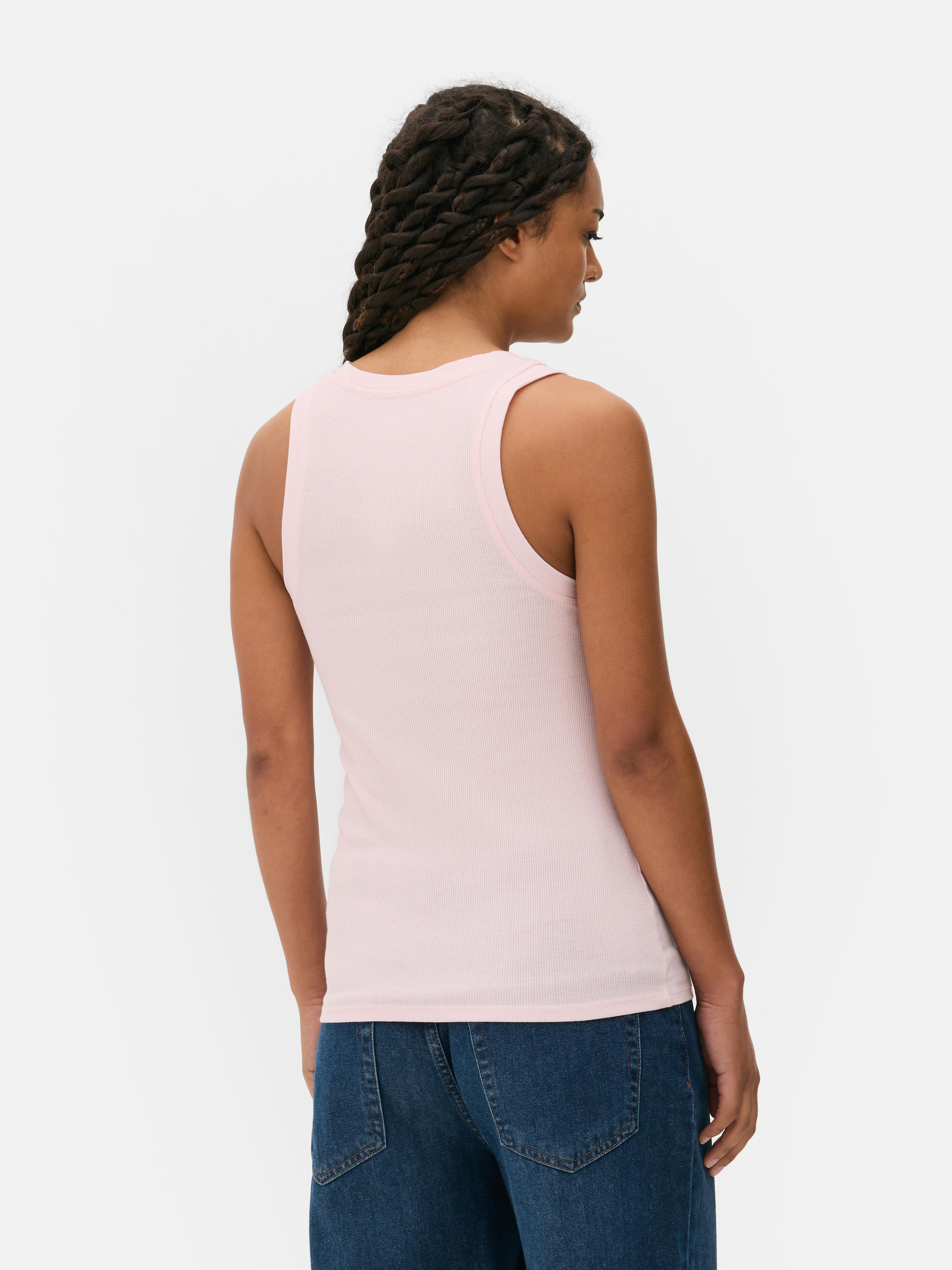 Women's Pink Ribbed Jersey Knit Tank | Primark