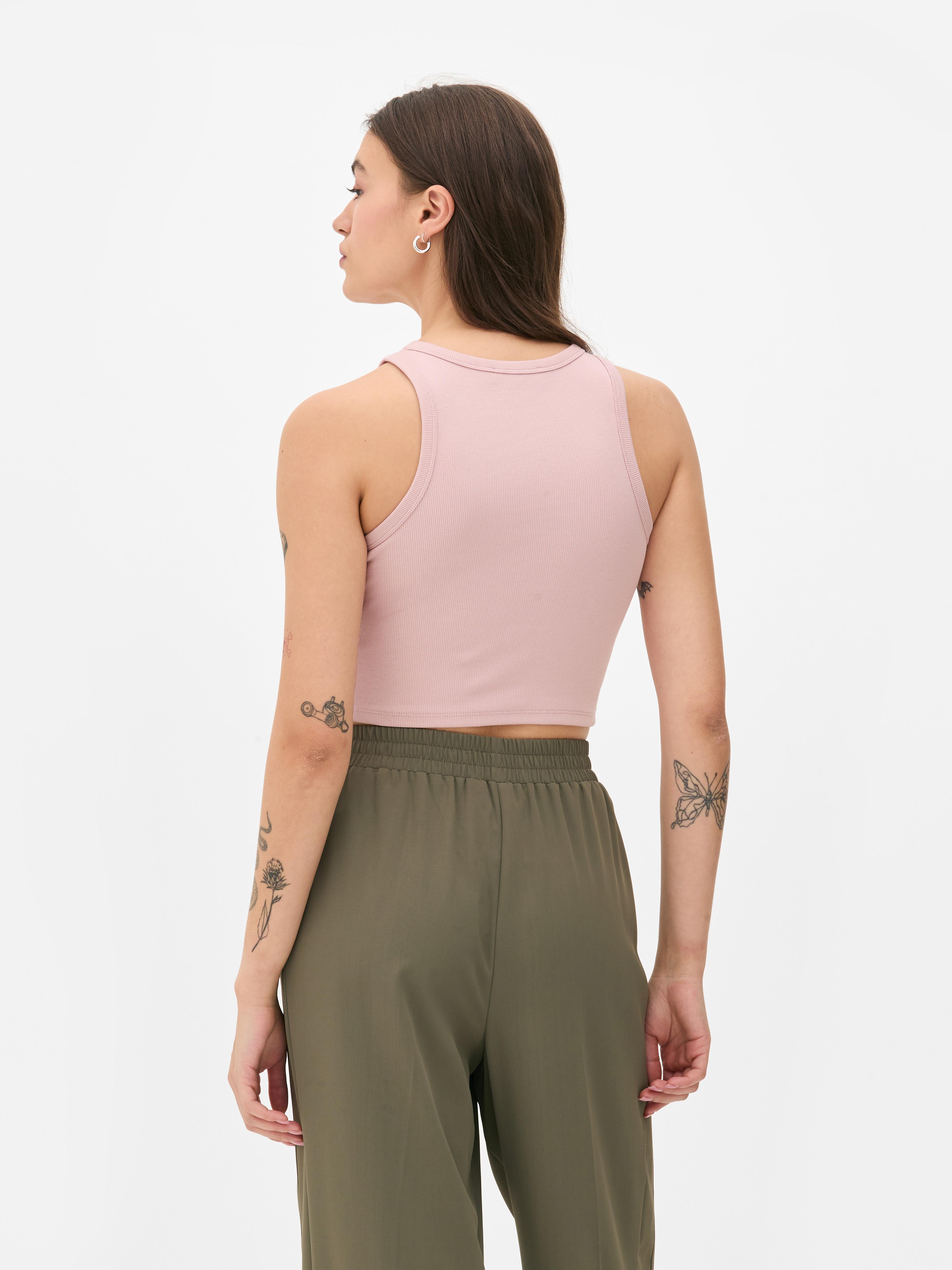 Women's Blush Ribbed Racerback Cropped Tank | Primark