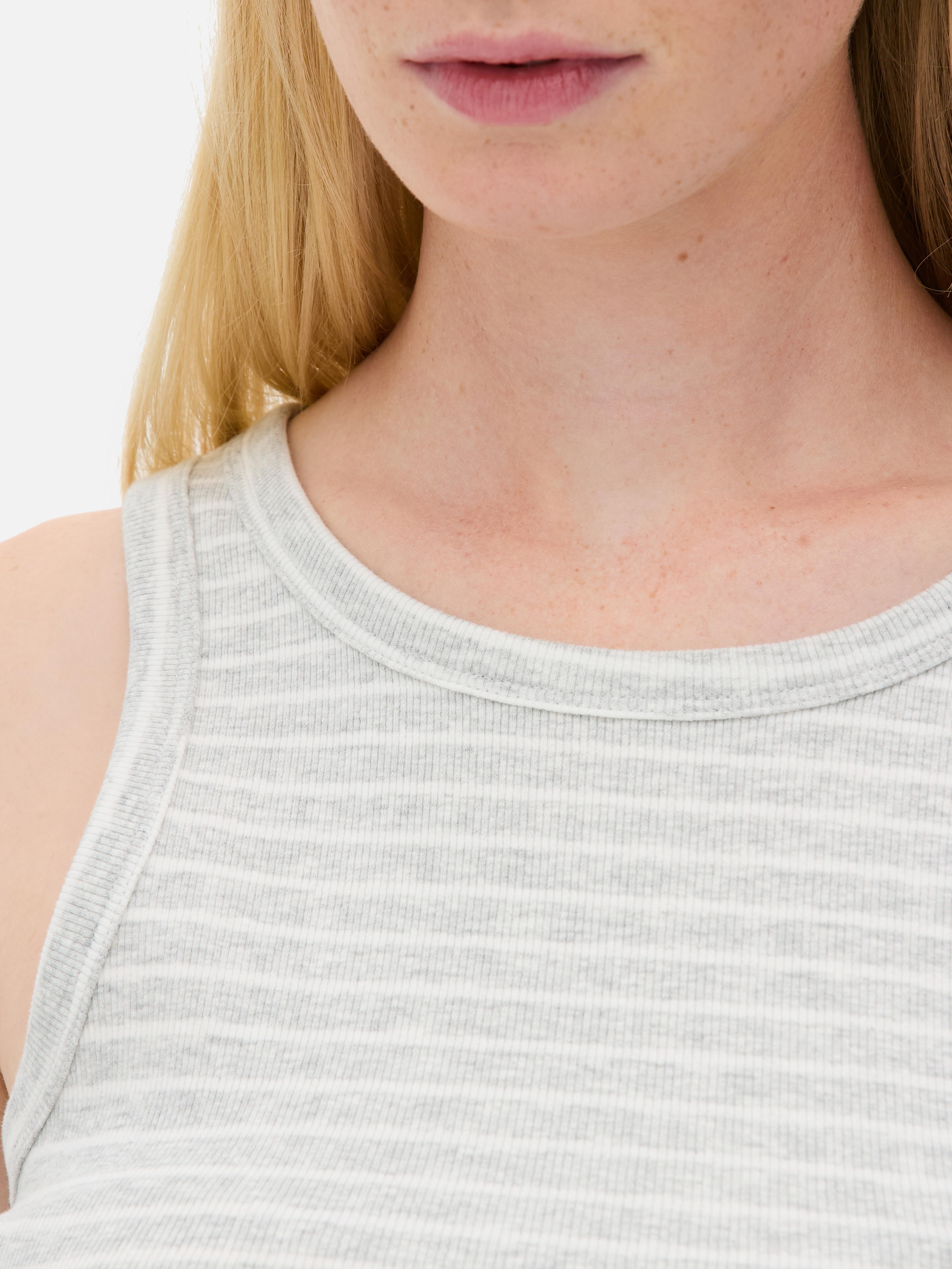Womens Grey Ribbed Racerback Cropped Vest Top | Primark