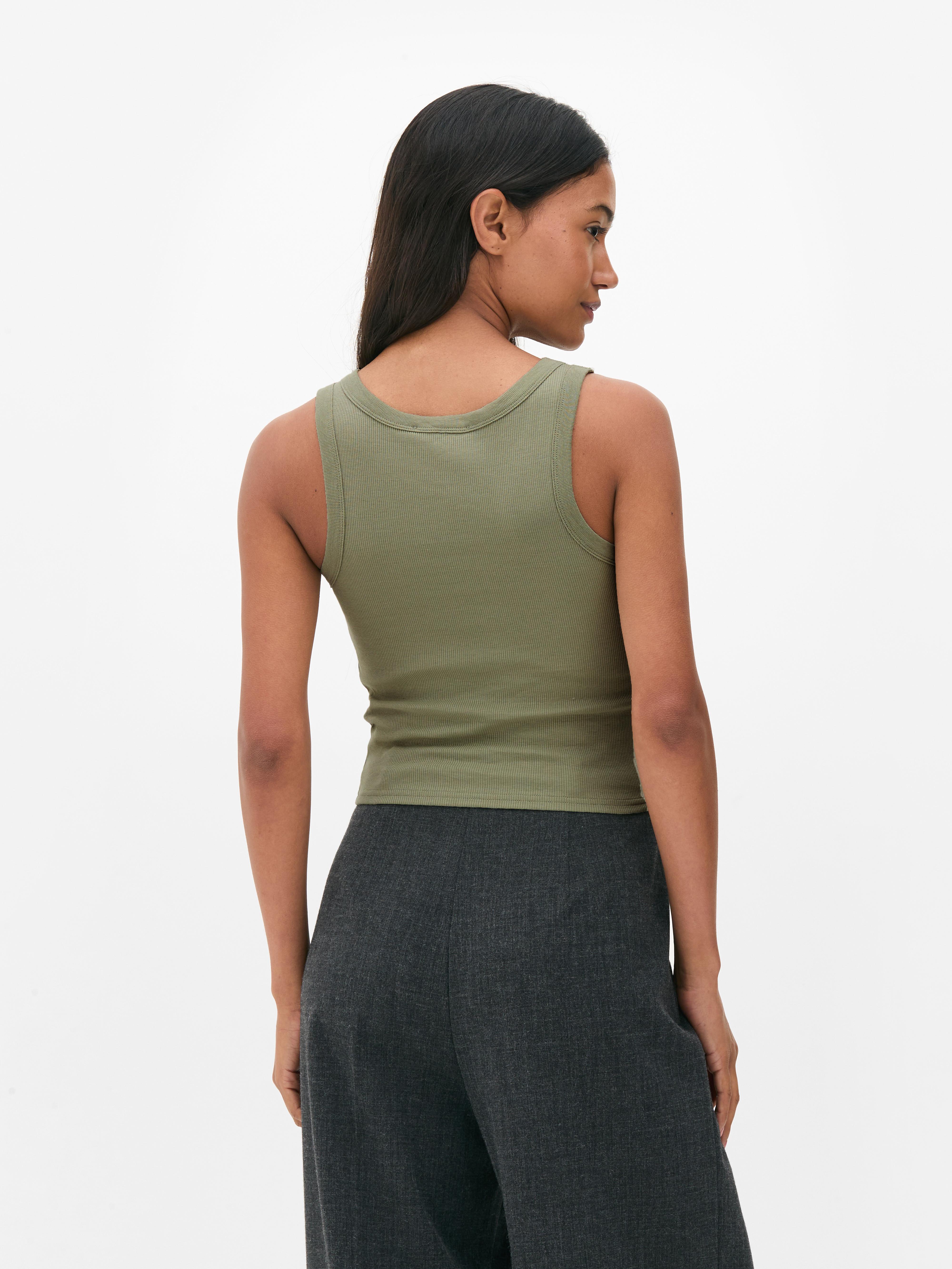Women's Olive Ribbed Racerback Tank | Primark